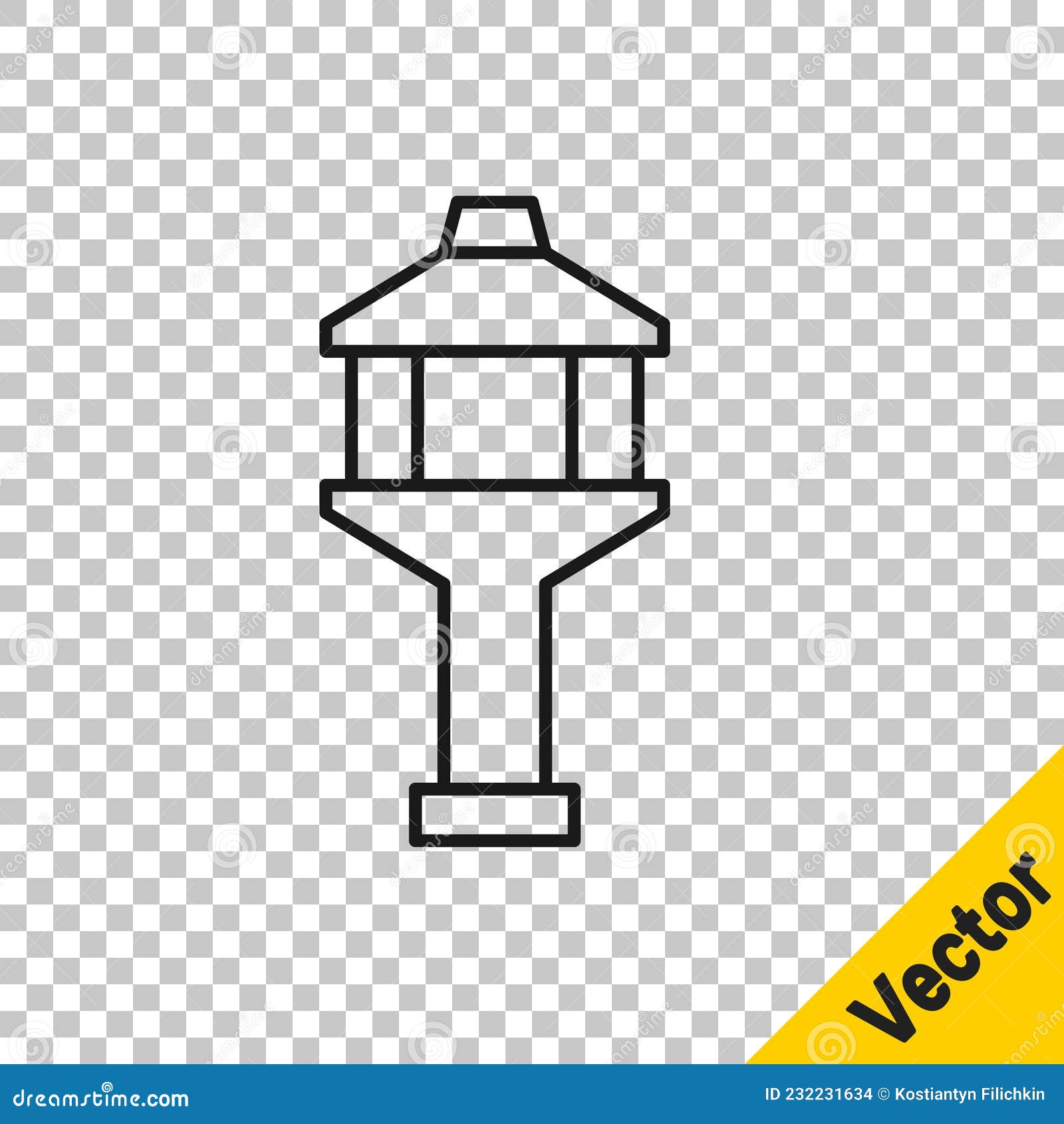 Black Line Airport Control Tower Icon Isolated on Transparent ...