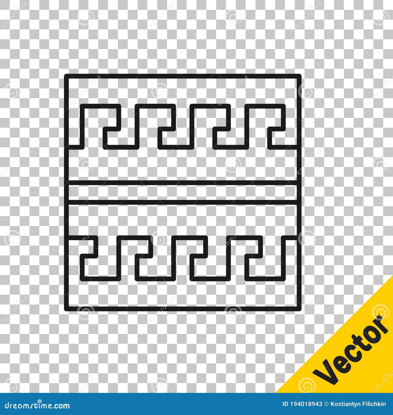 Black Line Ancient Greek Pattern Icon Isolated on Transparent ...