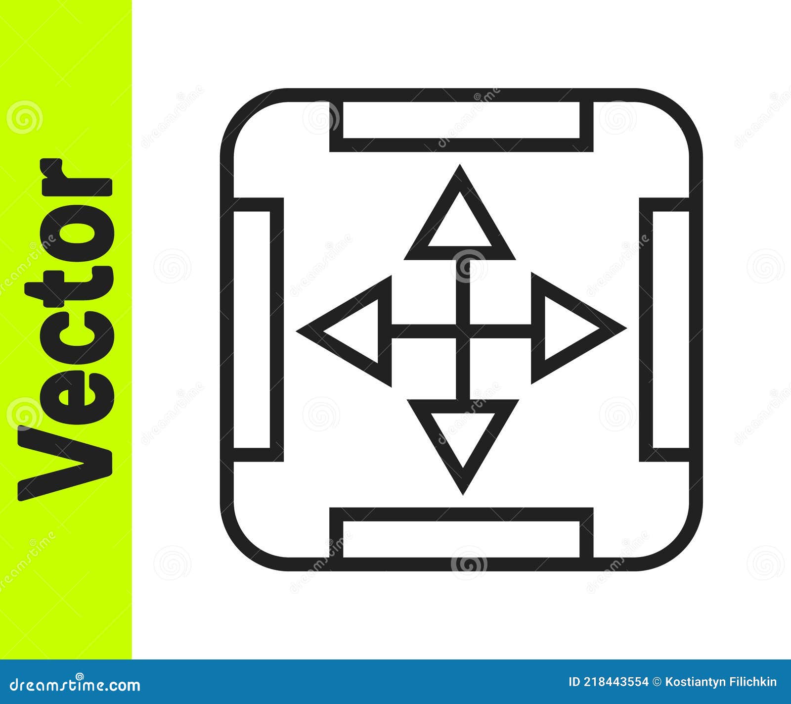 Black Line Area Measurement Icon Isolated on White Background. Vector ...