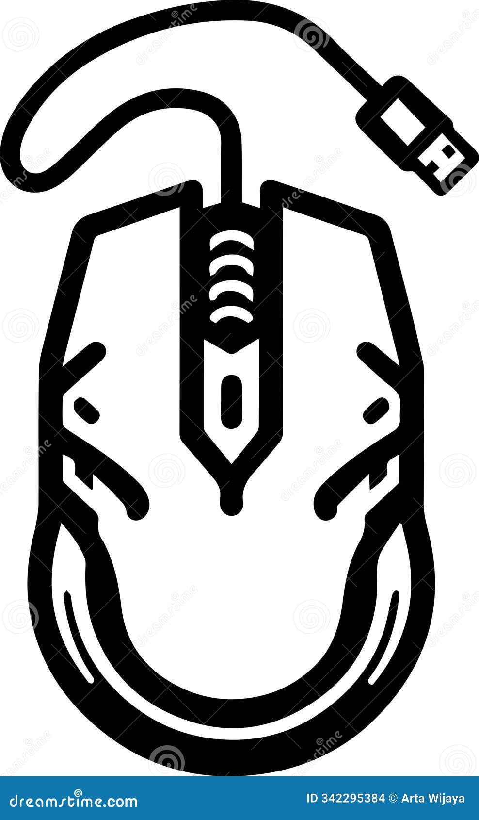 Black Line Art Gaming Mouse Electronic Device Art Hand Drawn ...