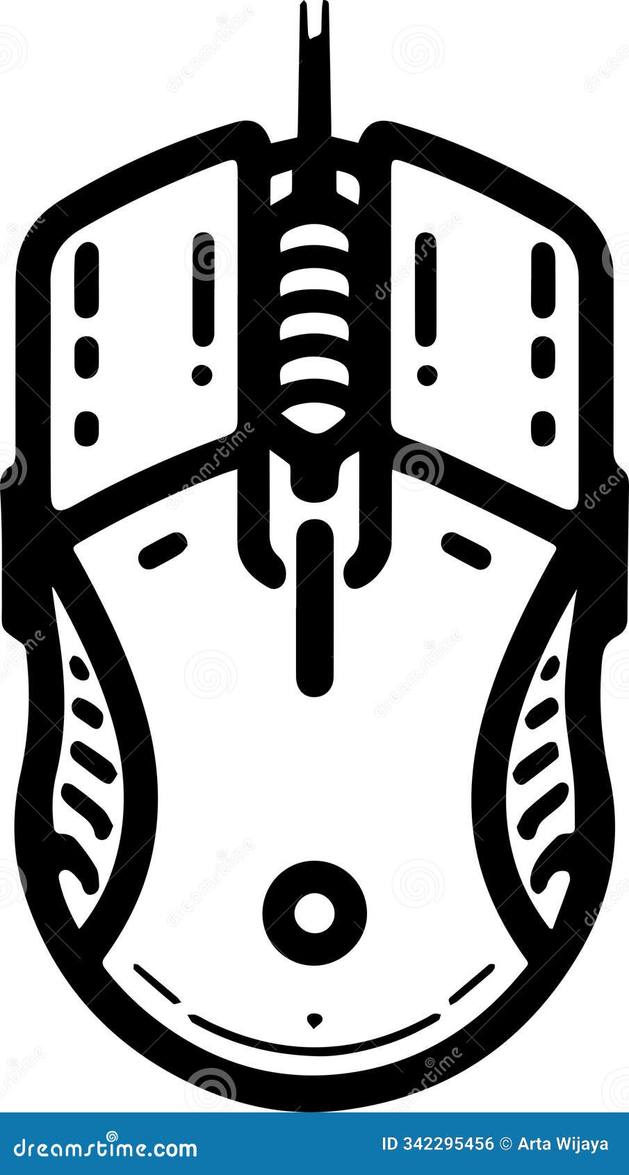 Black Line Art Gaming Mouse Electronic Device Art Hand Drawn ...