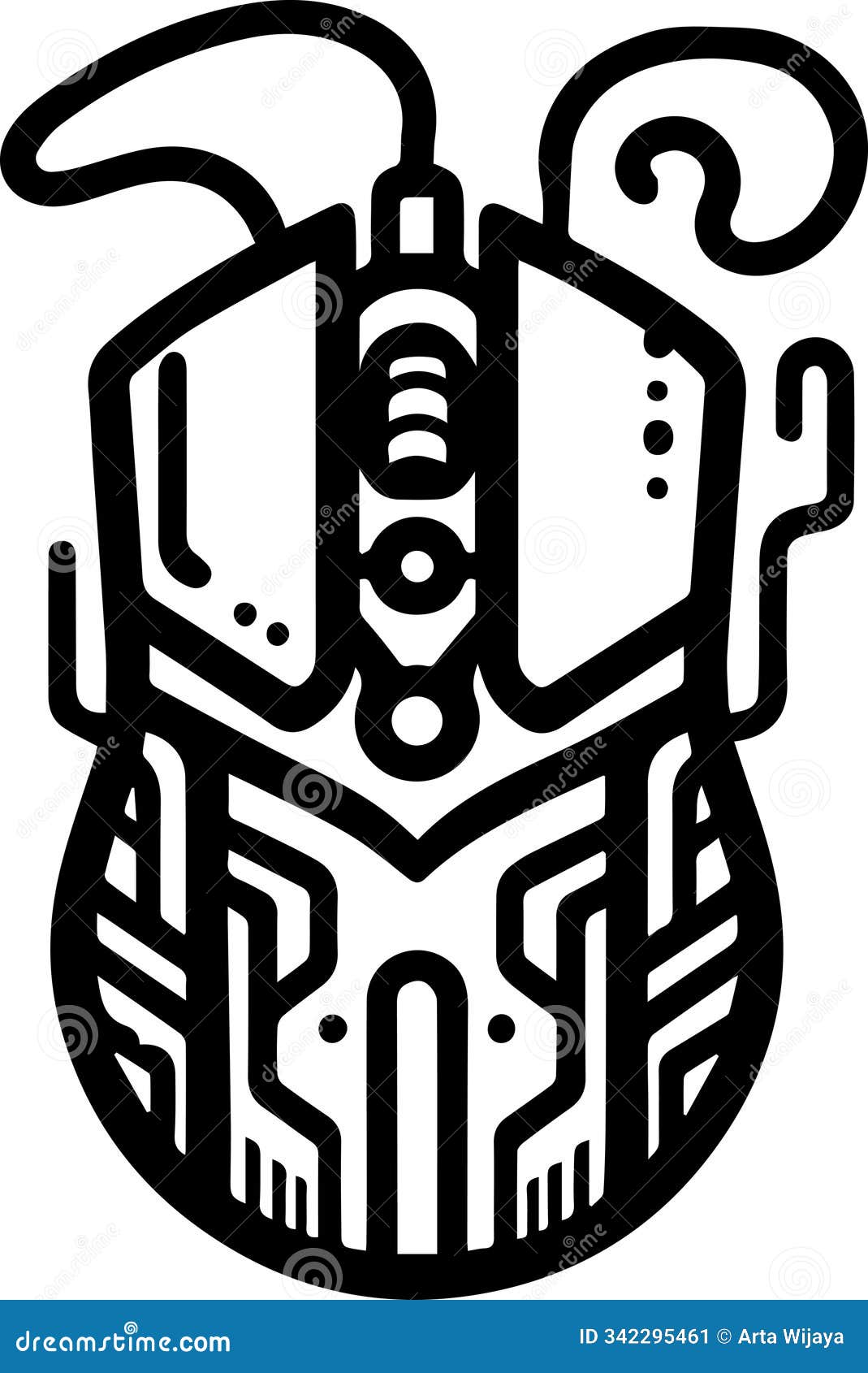 Black Line Art Gaming Mouse Electronic Device Art Hand Drawn ...