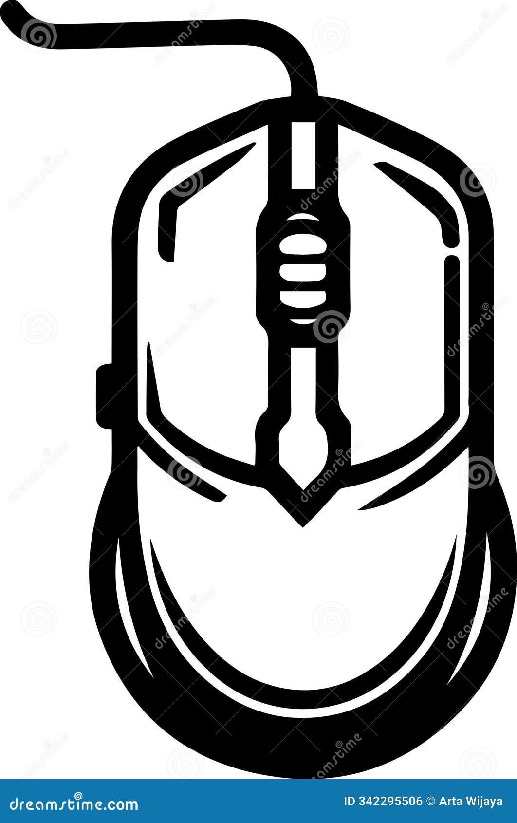 Black Line Art Gaming Mouse Electronic Device Art Hand Drawn ...