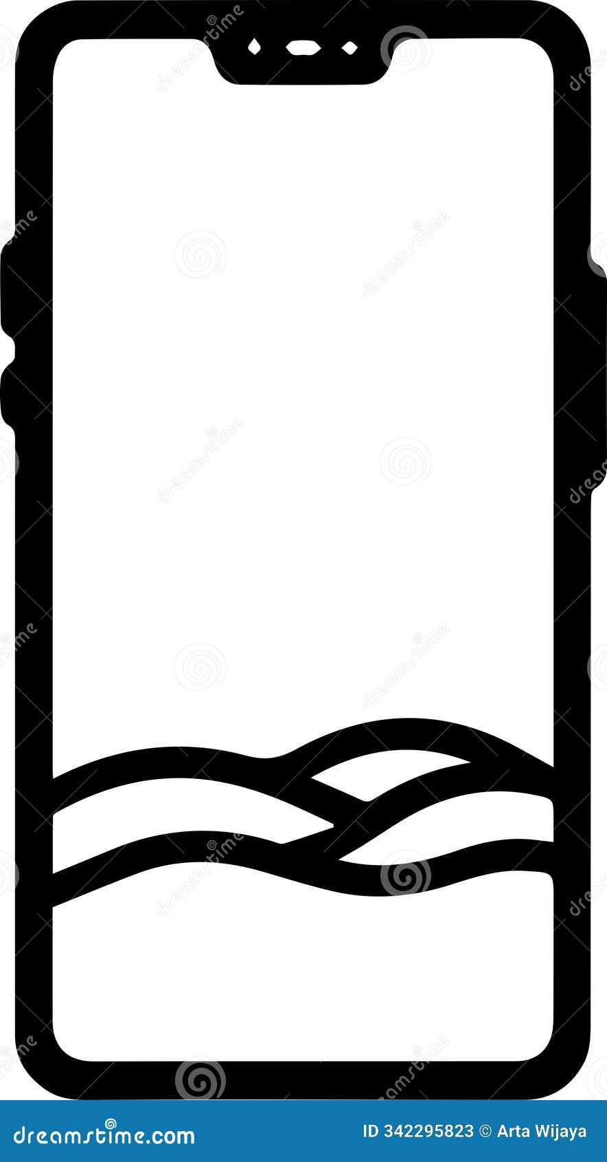 Black Line Art Handphone Device Electronic Art Hand Drawn Illustration ...