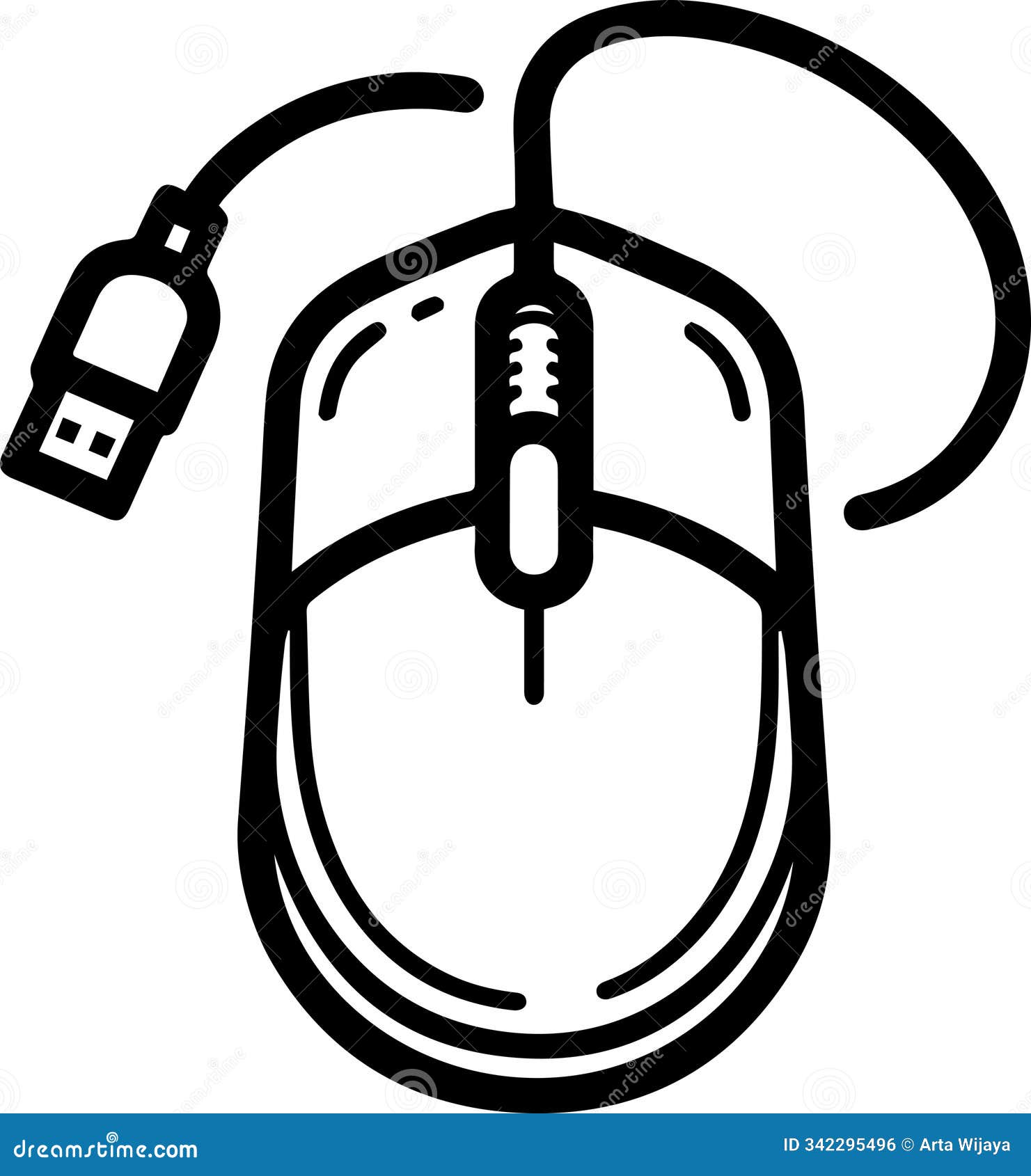 Black Line Art Mouse Electronic Device Art Hand Drawn Illustration ...