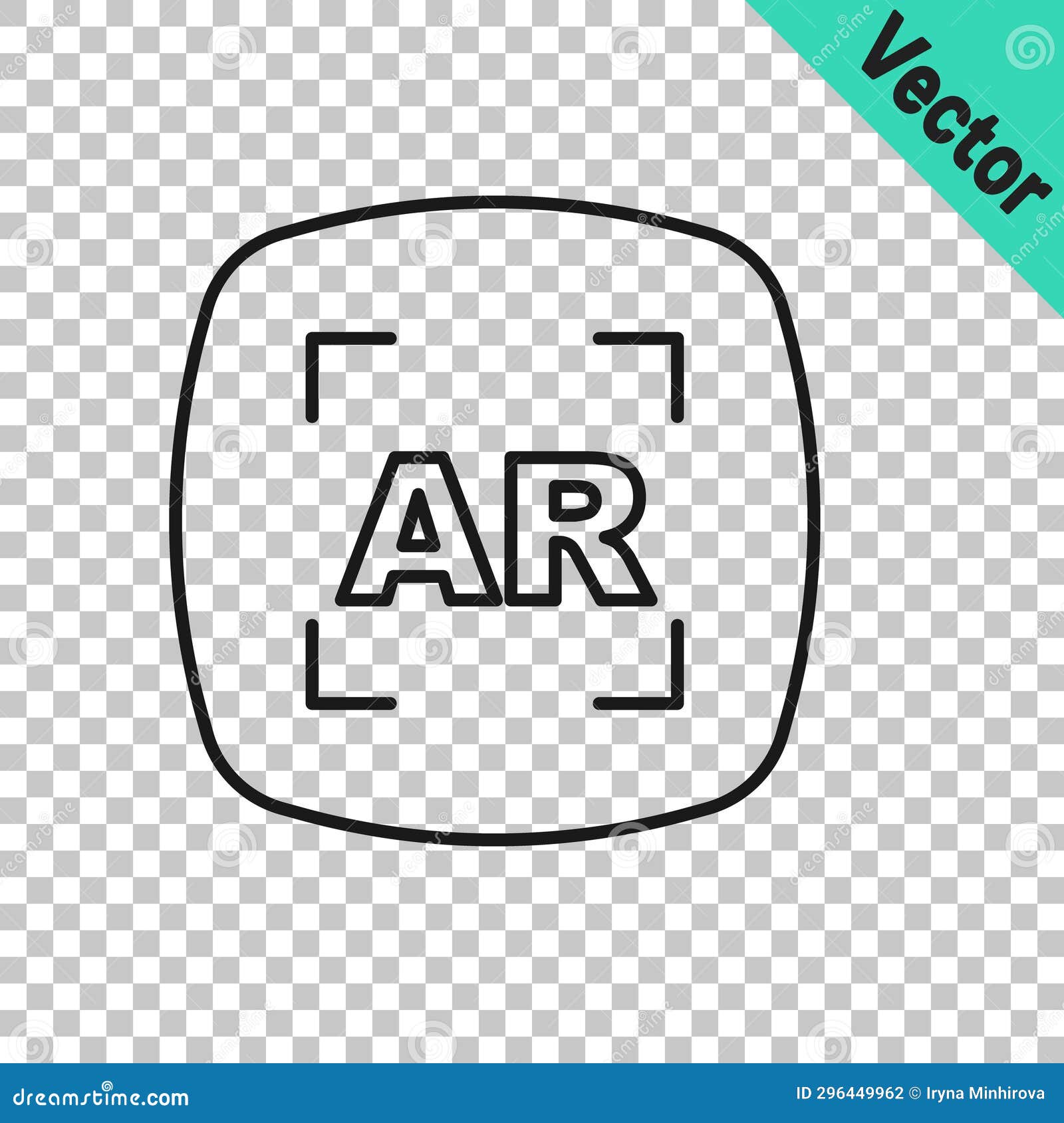 Black Line Augmented Reality AR Icon Isolated on Transparent Background ...