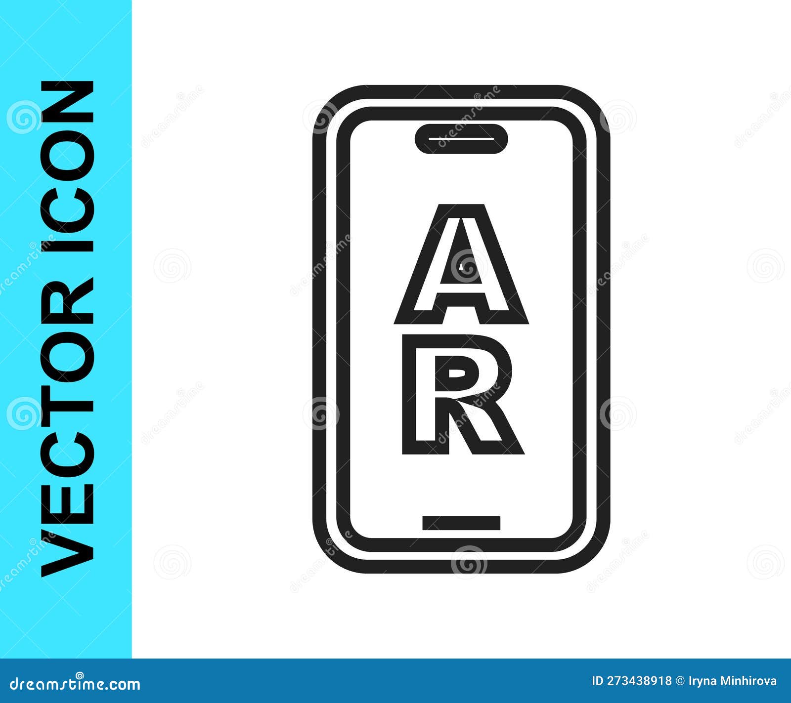 Black Line Augmented Reality AR Icon Isolated on White Background ... Black Line Augmented Reality AR Icon Isolated on White Background ...