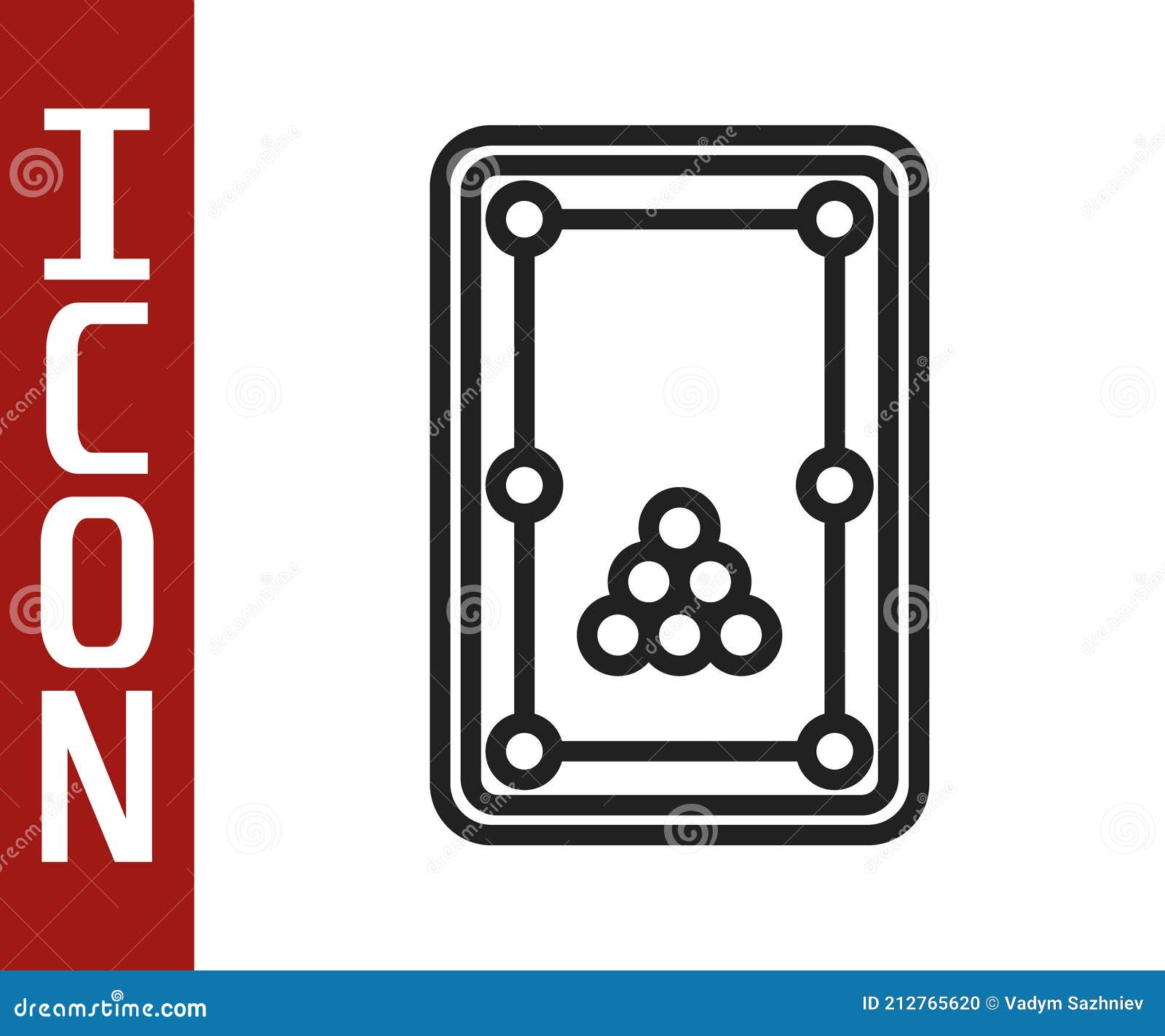 Black Line Billiard Table Icon Isolated on White Background. Pool Table ...