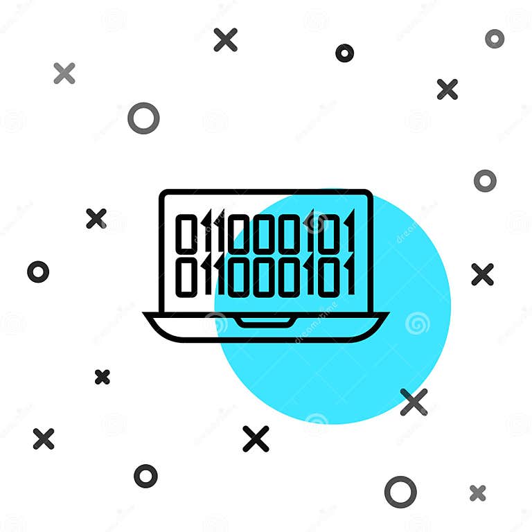 Black Line Binary Code Icon Isolated on White Background. Random Dynamic Shapes Stock Vector ...
