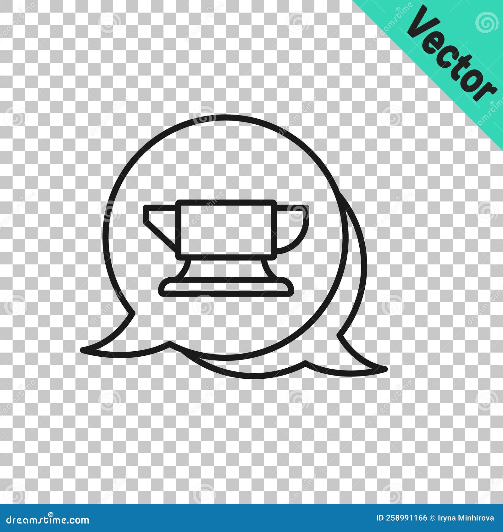 Black Line Blacksmith Anvil Tool Icon Isolated on Transparent ...