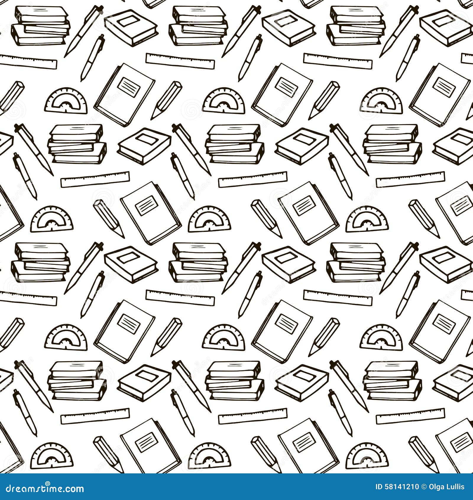 Black Line Book Seamless Pattern Stock Vector - Illustration of ...