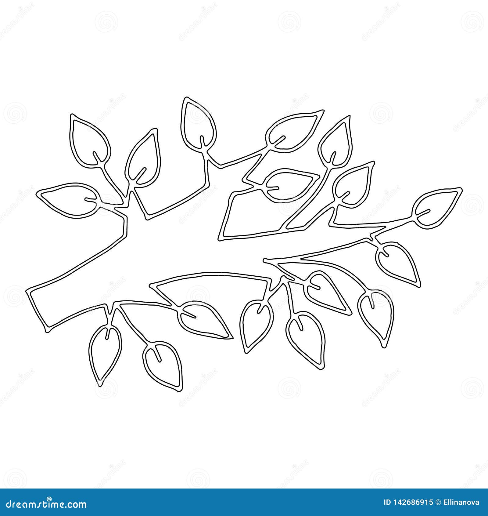 Black Line Branch of Tree Isolated on the White Background Stock Vector ...