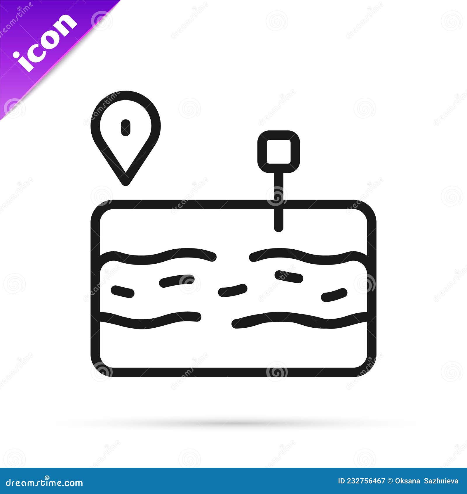 Black Line Broken Road Icon Isolated on White Background. Vector Stock ...