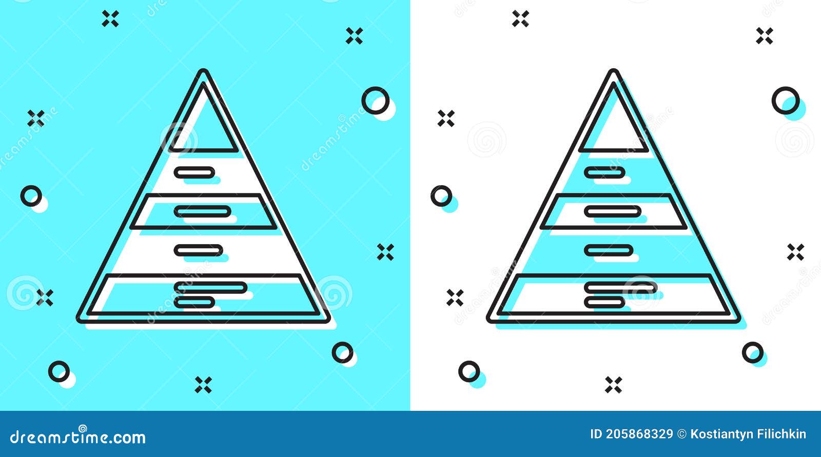 Black Line Business Pyramid Chart Infographics Icon Isolated On Green ...