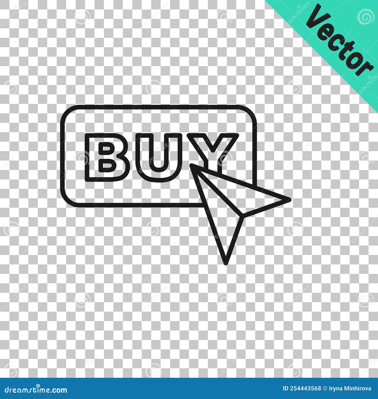 Black Line Buy Button Icon Isolated on Transparent Background. Vector ...