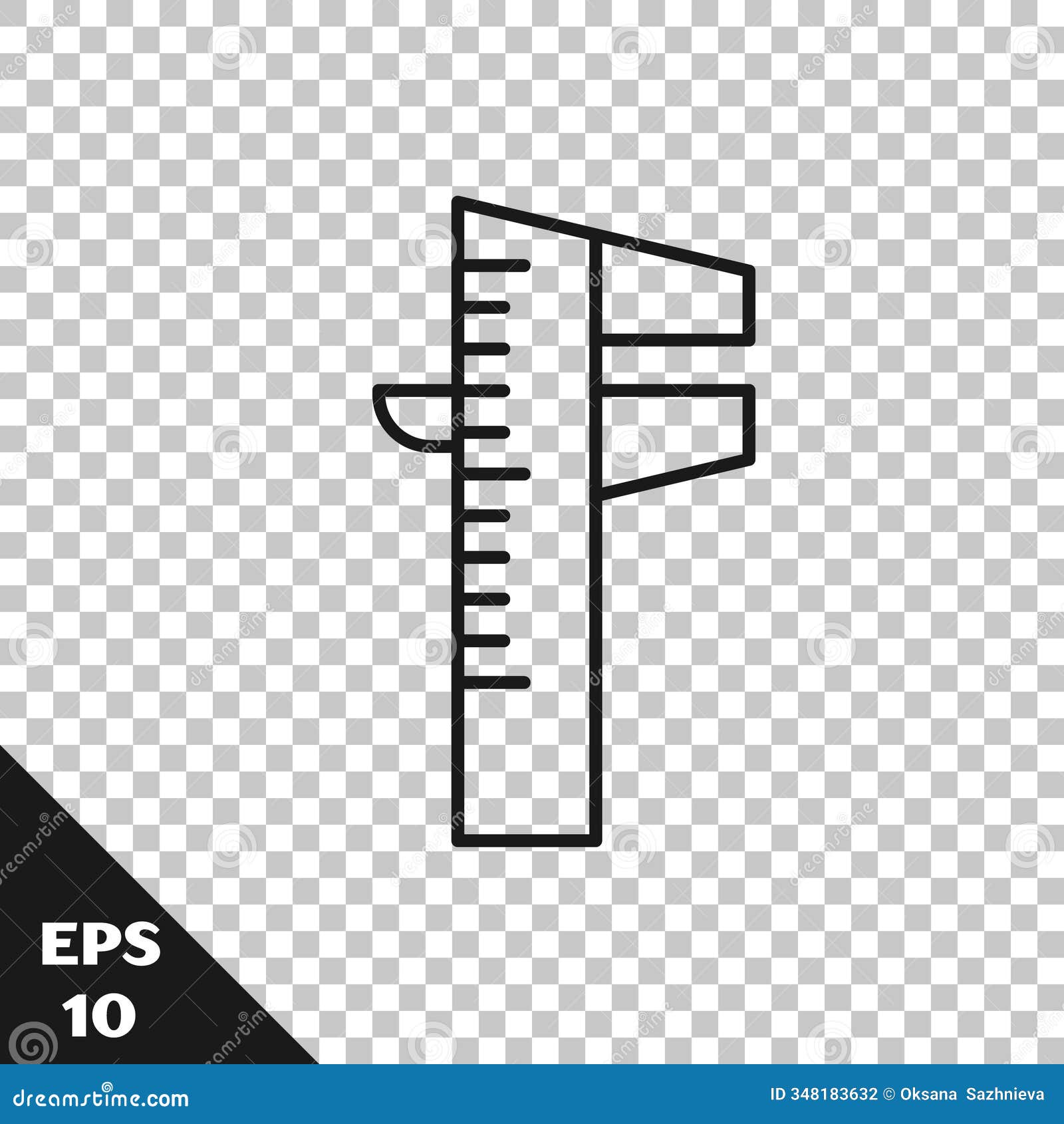 Black Line Calliper or Caliper and Scale Icon Isolated on Transparent ...