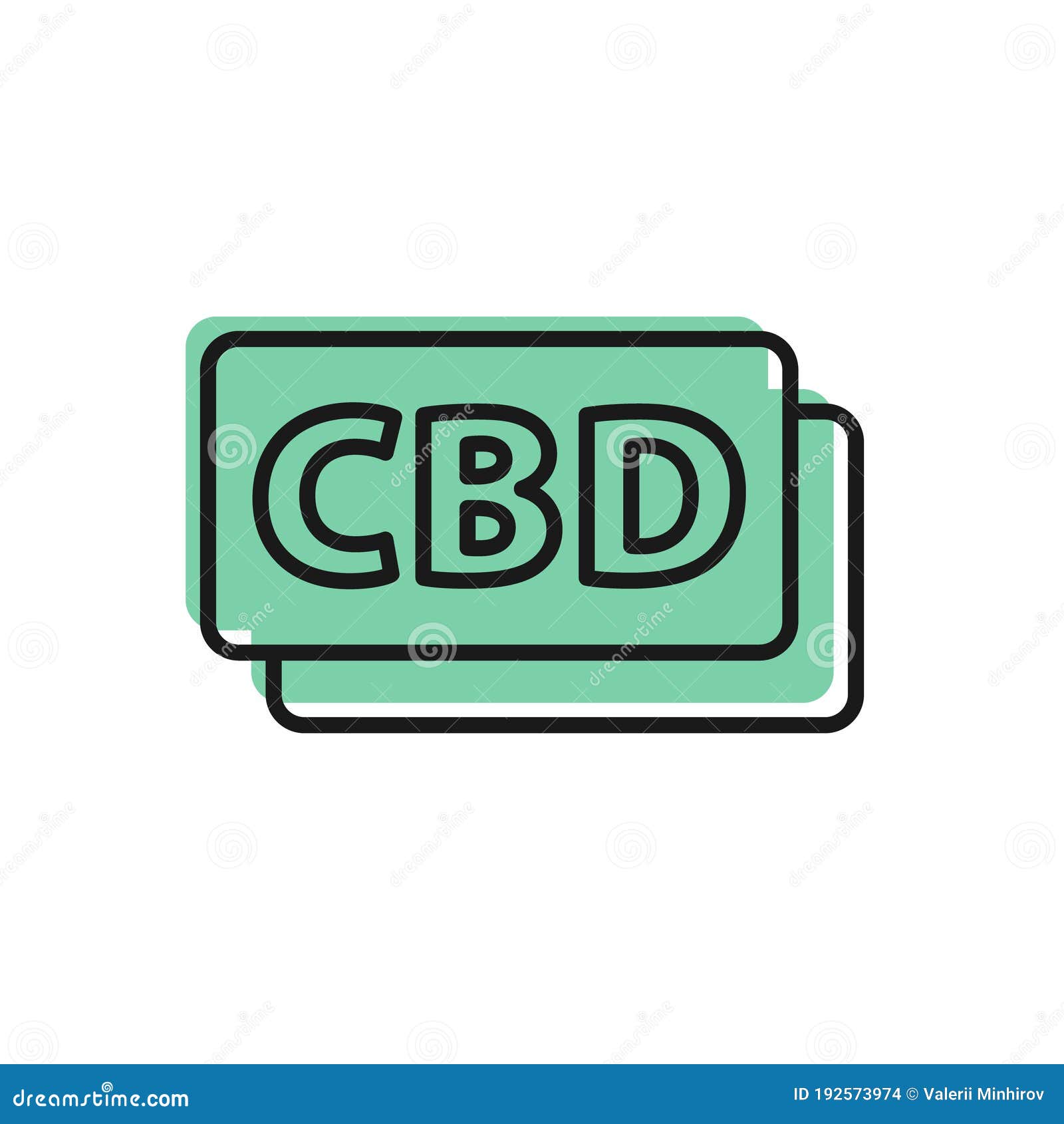 Black Line Cannabis Molecule Icon Isolated on White Background ...