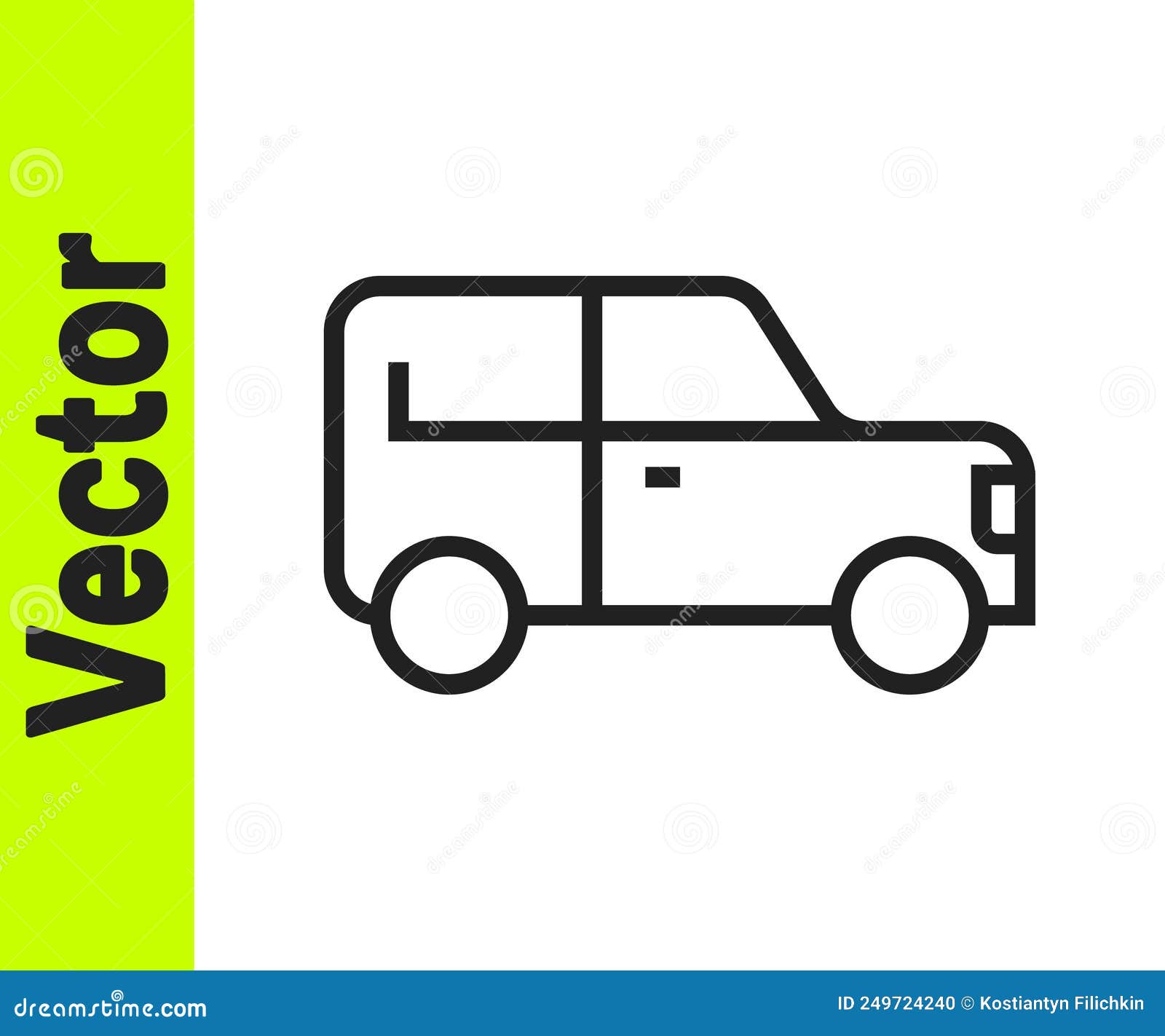 Black Line Car Icon Isolated on White Background. Vector Stock ...