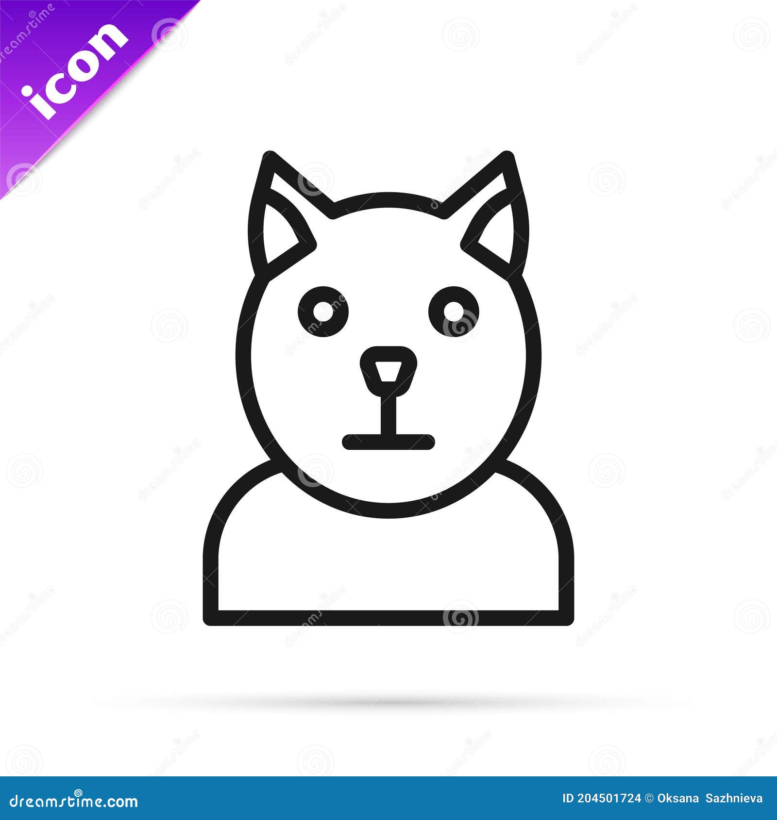 Black Line Cat Icon Isolated on White Background. Animal Symbol Stock ...