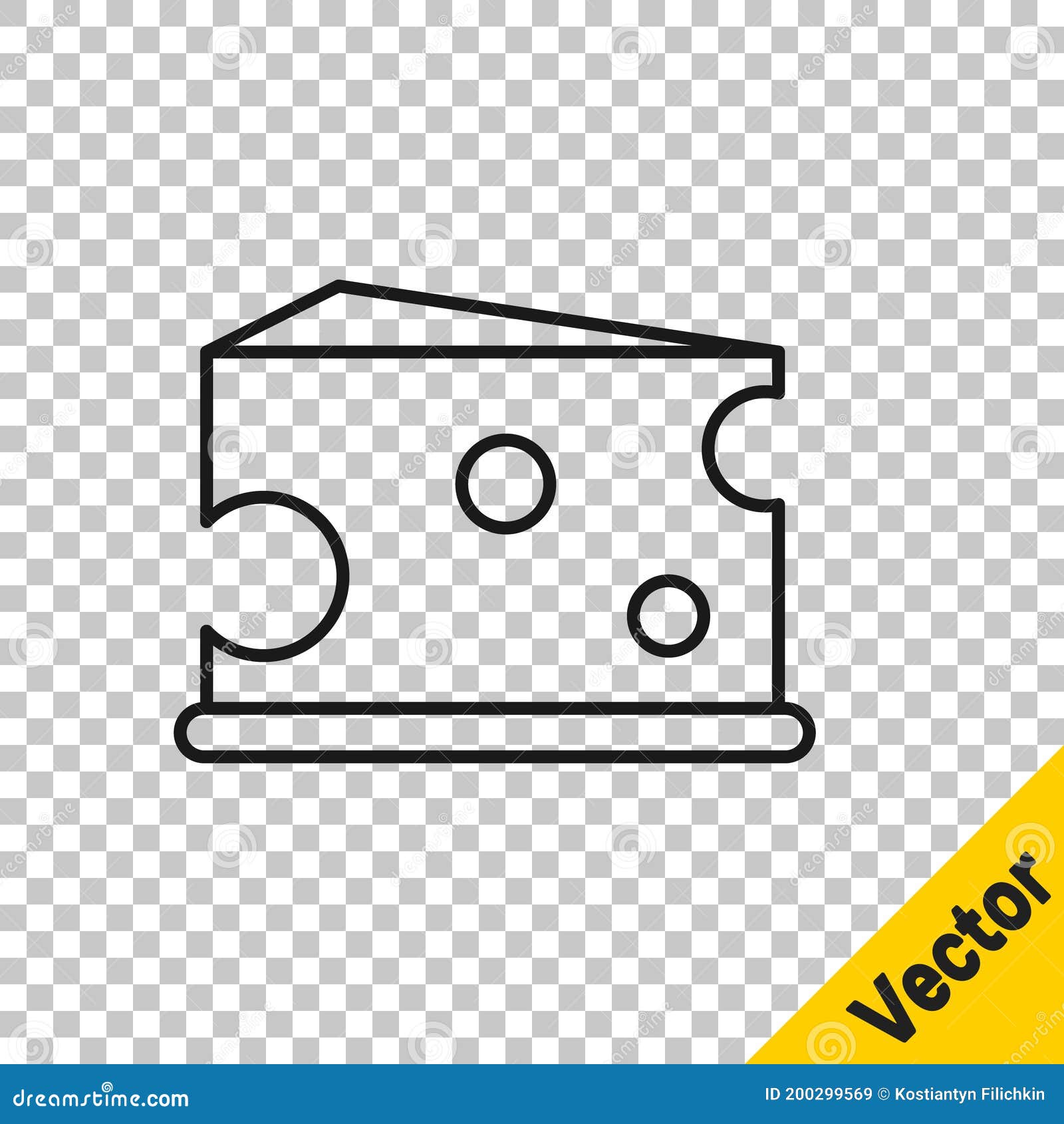 Black Line Cheese Icon Isolated on Transparent Background. Vector ...