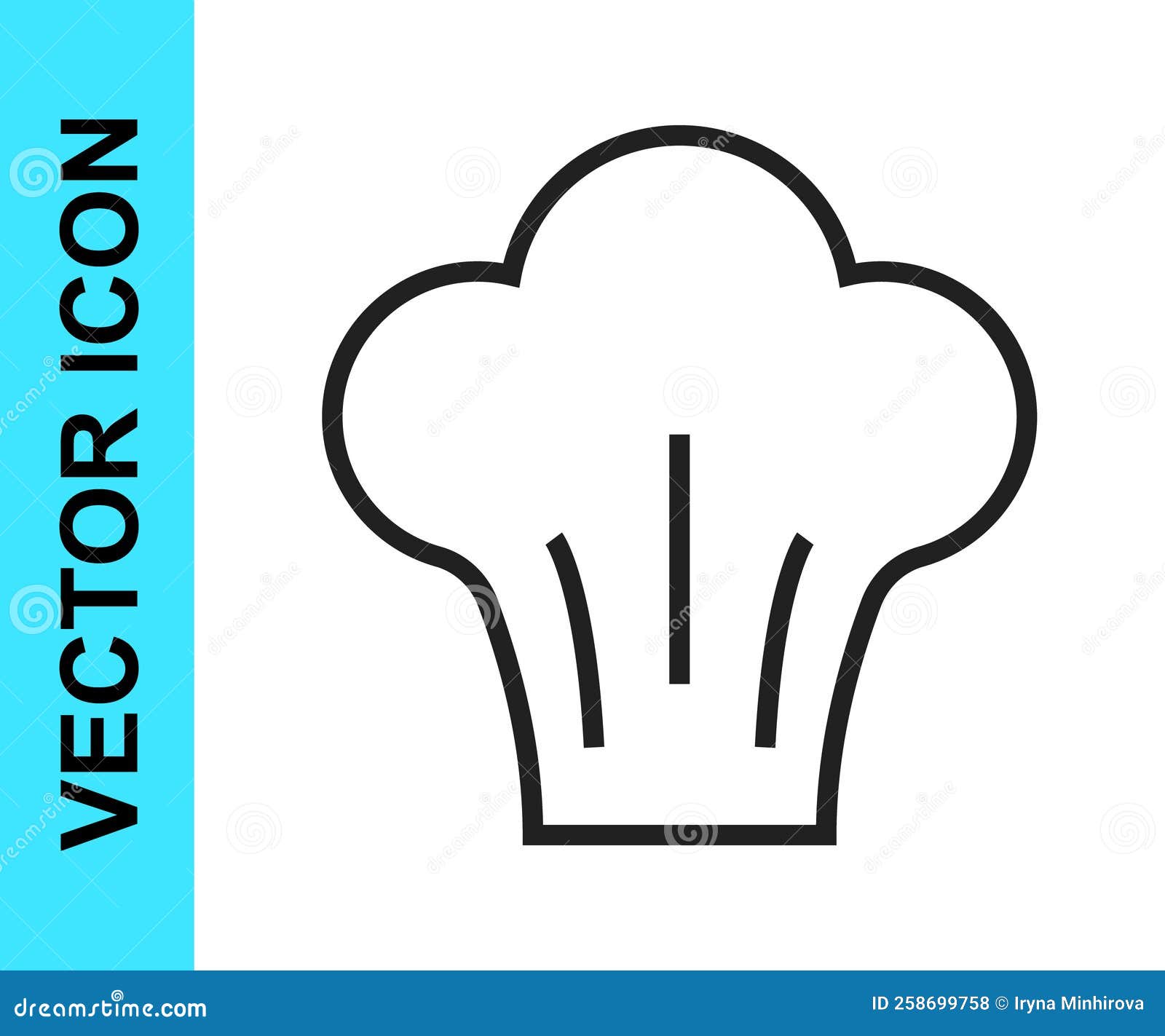 Black Line Chef Hat Icon Isolated on White Background. Cooking Symbol ...
