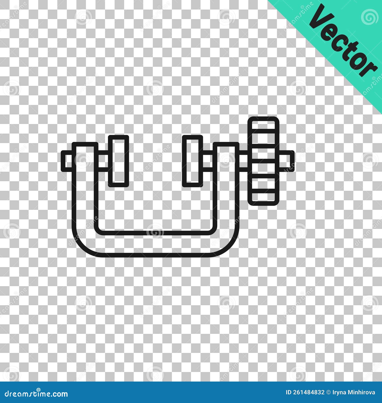 Black Line Clamp and Tool Icon Isolated on Transparent Background ...