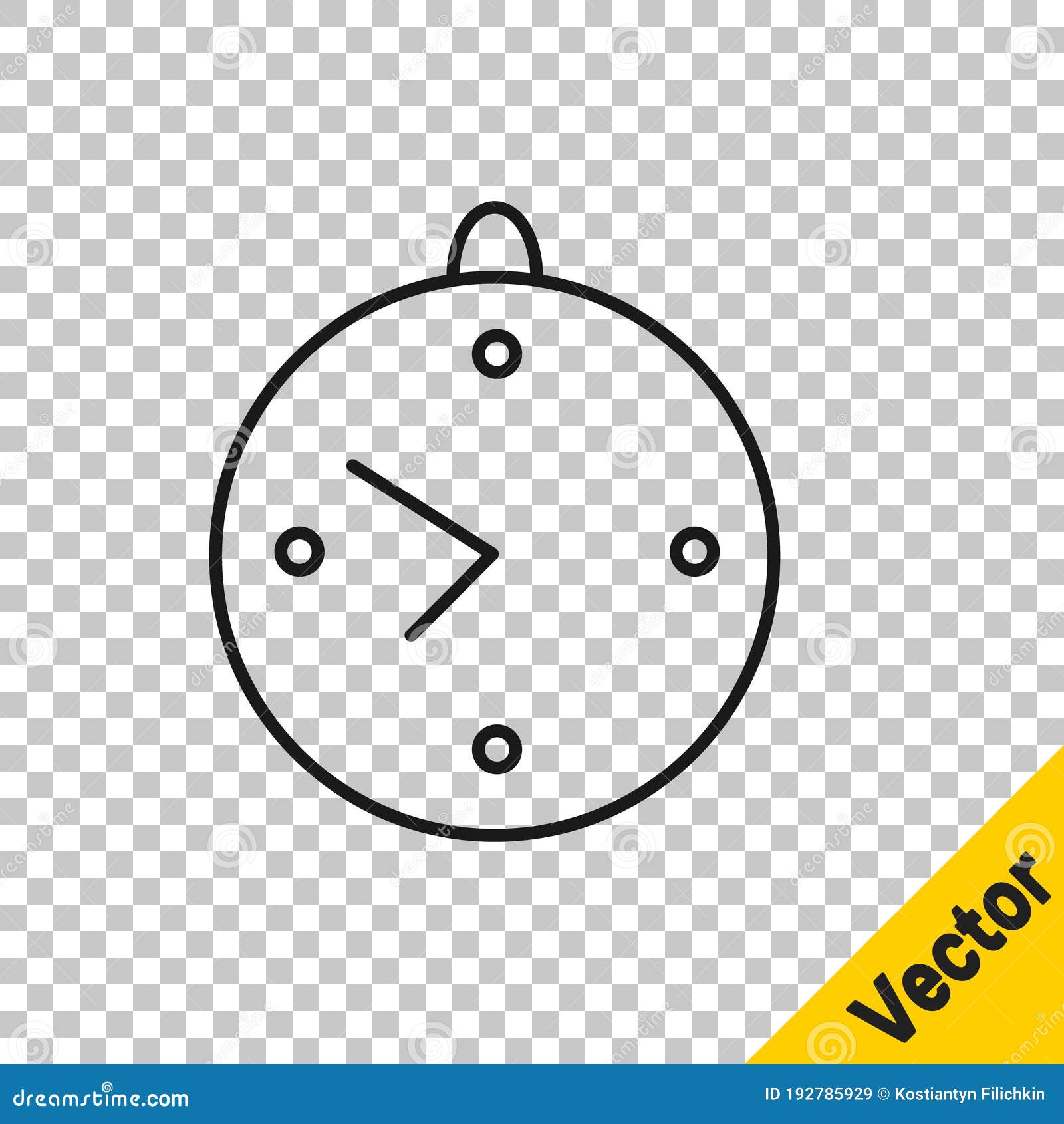 Black Line Clock Icon Isolated on Transparent Background. Time Symbol ...