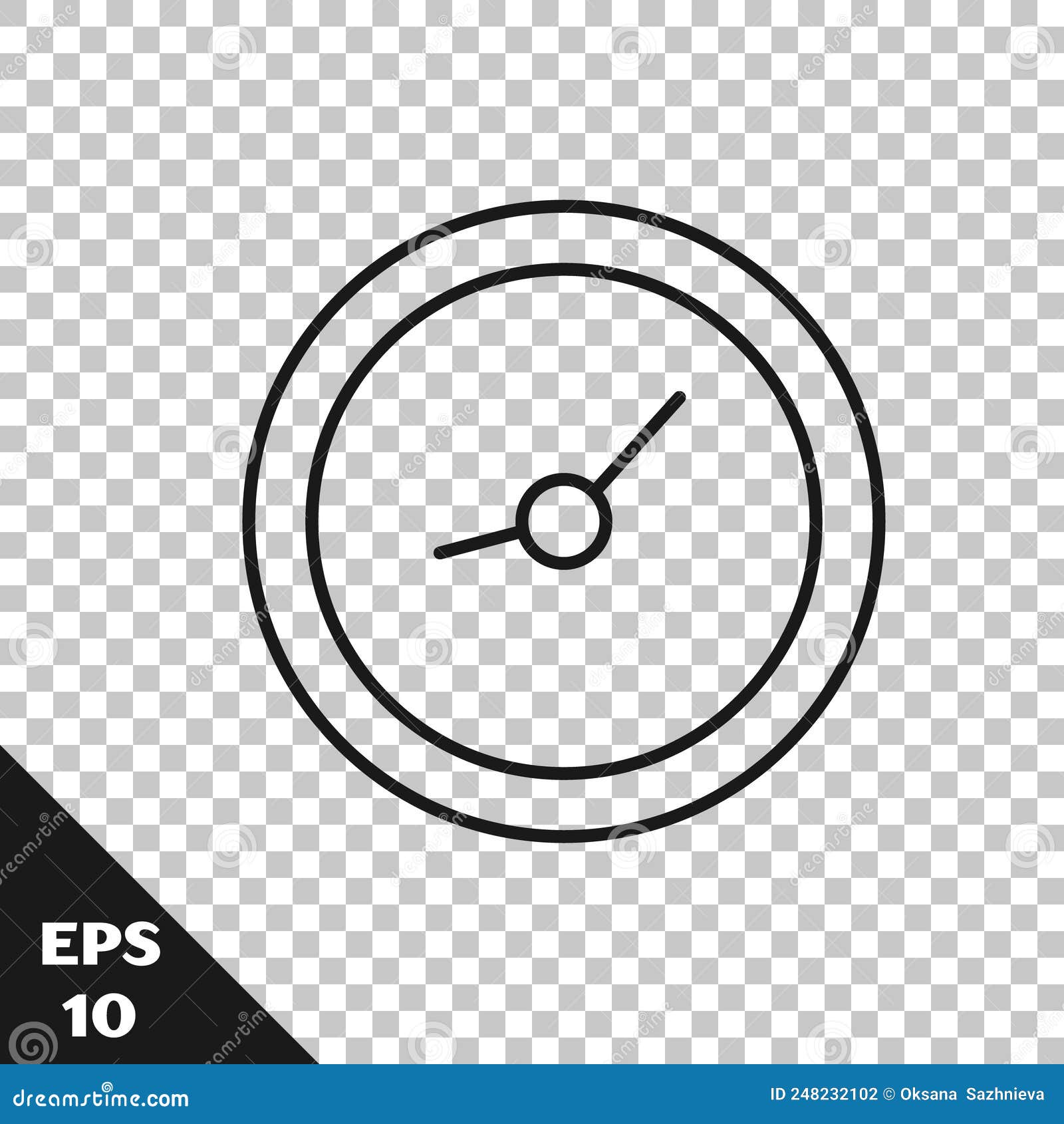 Black Line Clock Icon Isolated on Transparent Background. Time Symbol ...