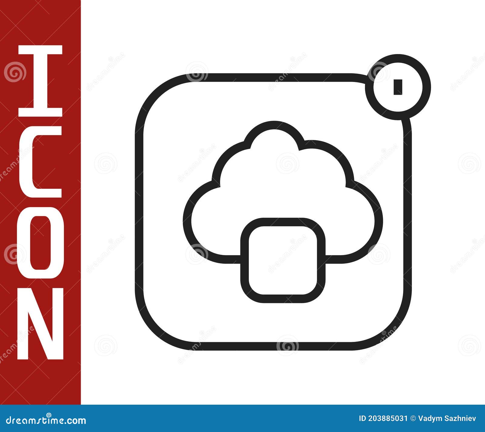 Black Line Cloud Technology Data Transfer and Storage Icon Isolated on White Background. Vector ...