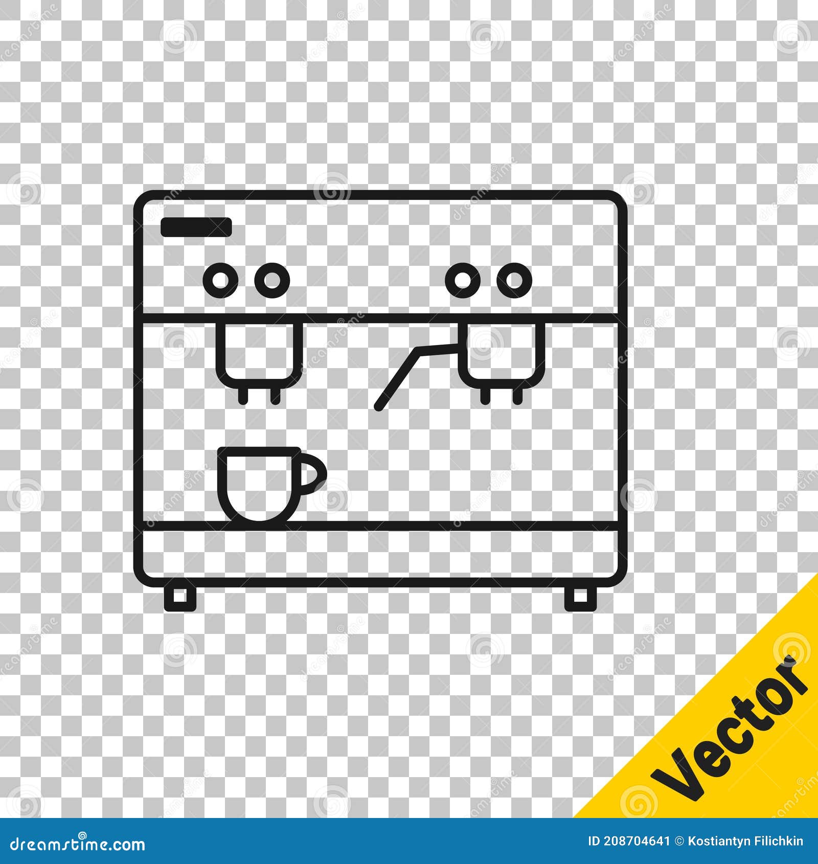 Black Line Coffee Machine Icon Isolated on Transparent Background ...