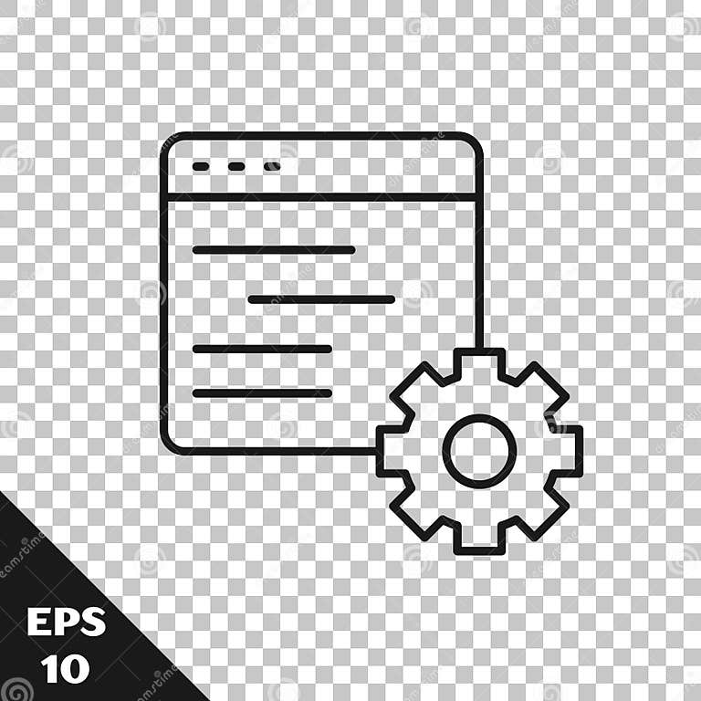 Black Line Computer Api Interface Icon Isolated on Transparent ... Black Line Computer Api Interface Icon Isolated on Transparent ...