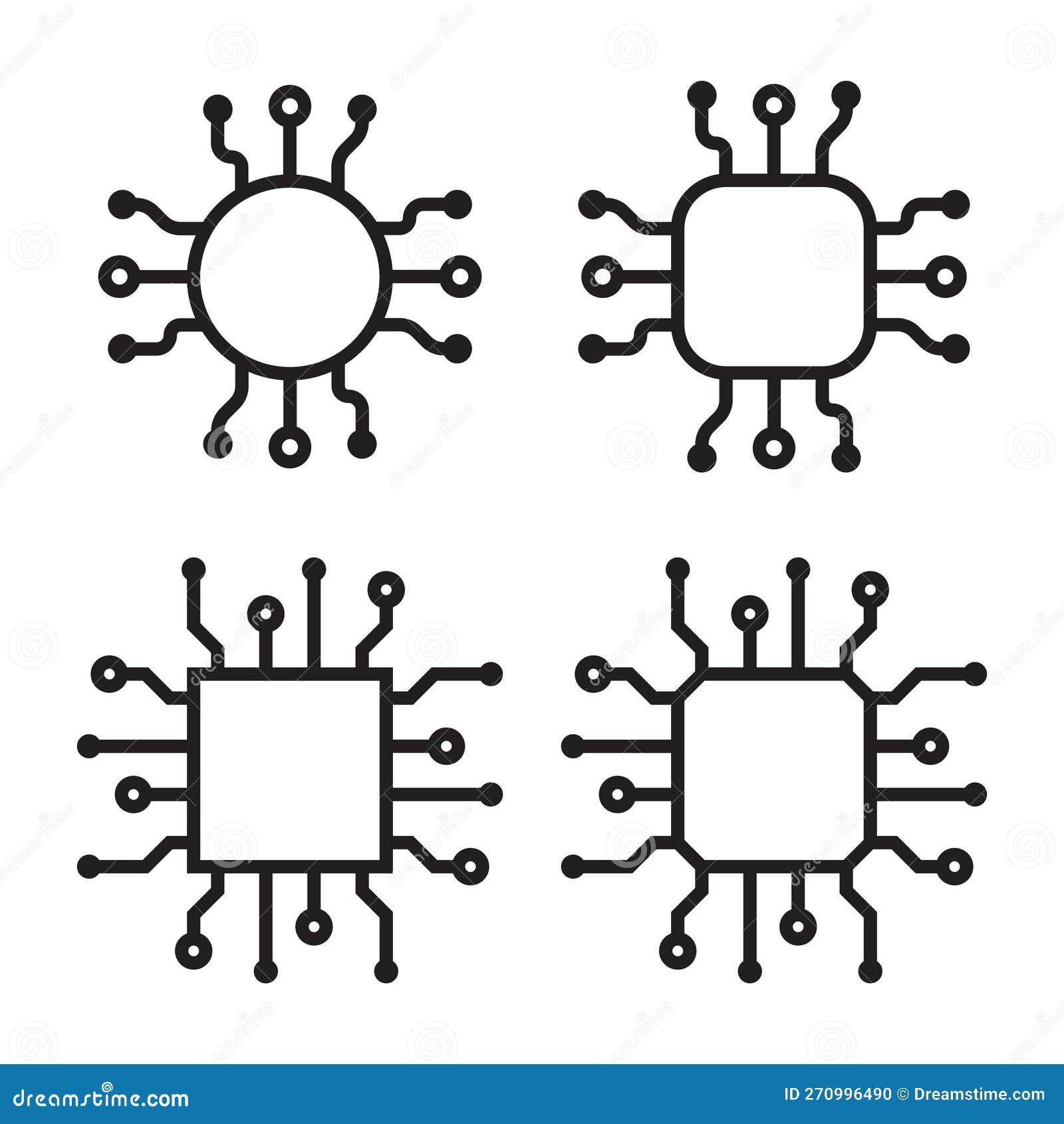 Black Line Computer Chip Symbol Stock Vector - Illustration of ...