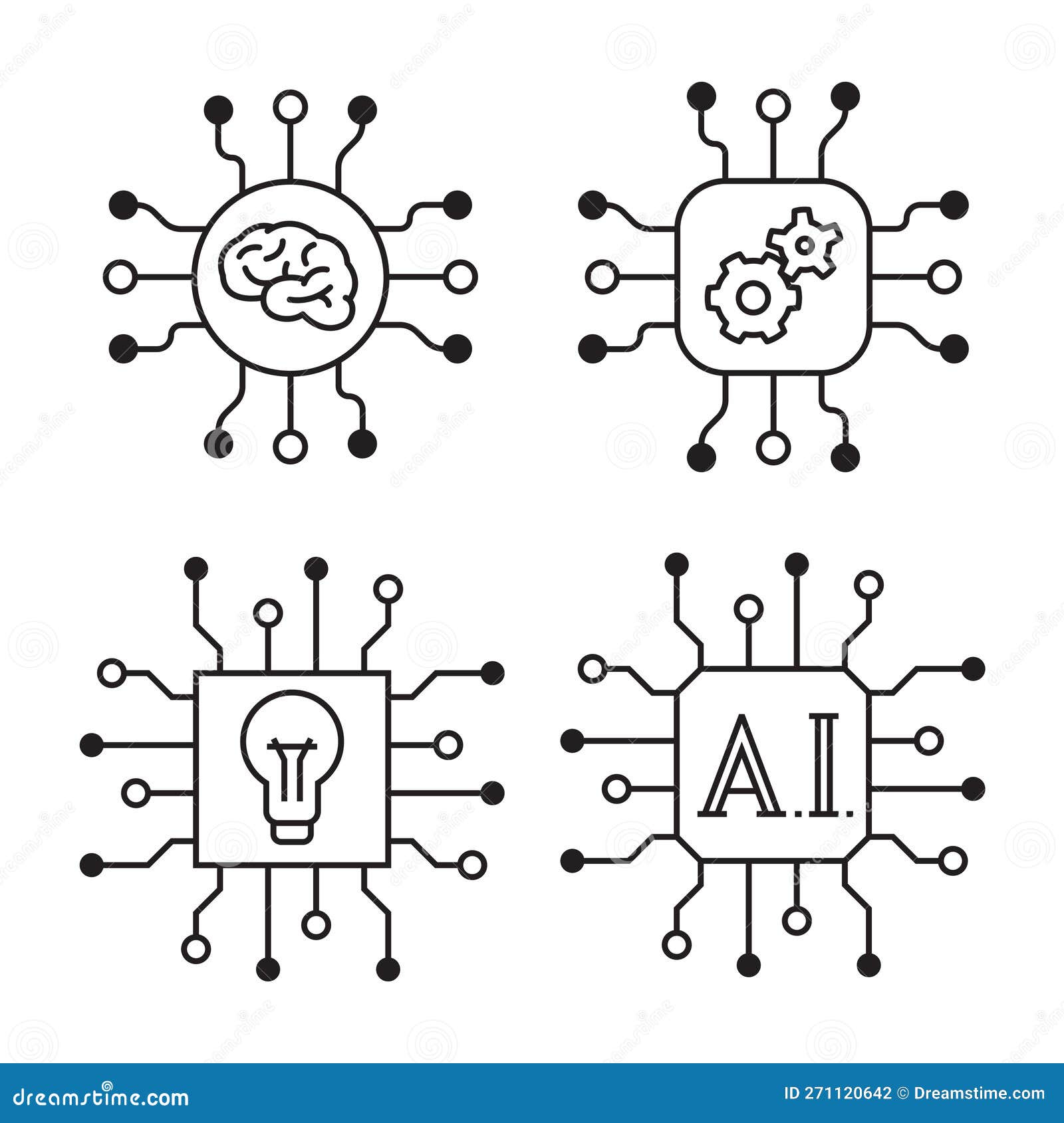 Black Line Computer Chip Symbol Stock Vector - Illustration of vector ...