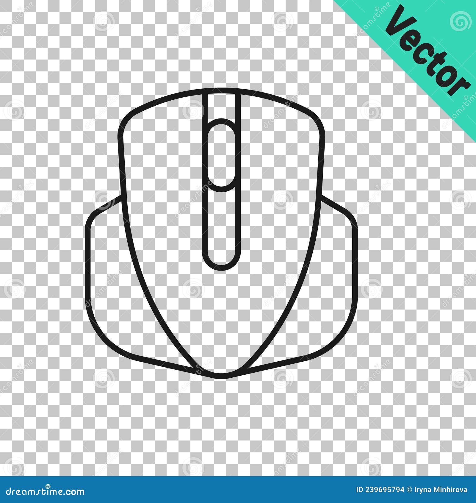 Black Line Computer Mouse Gaming Icon Isolated on Transparent ...