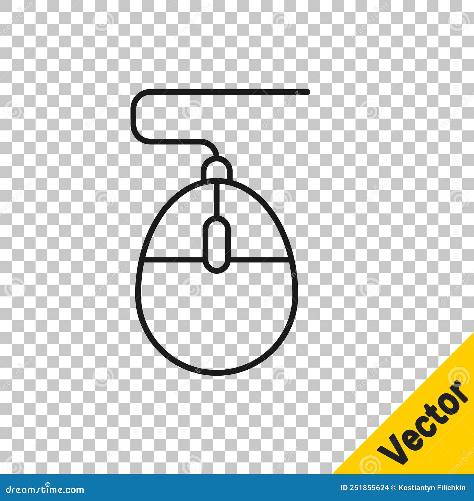 Black Line Computer Mouse Gaming Icon Isolated on Transparent ...