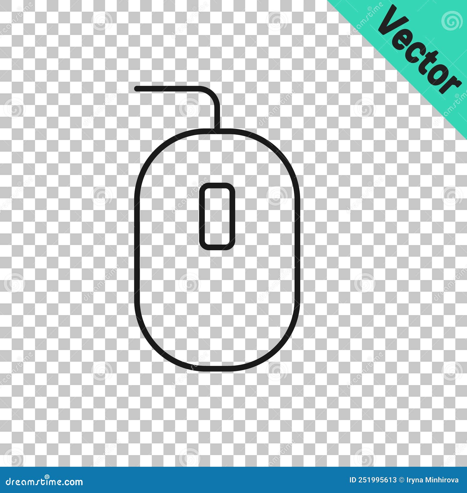 Black Line Computer Mouse Gaming Icon Isolated on Transparent ...