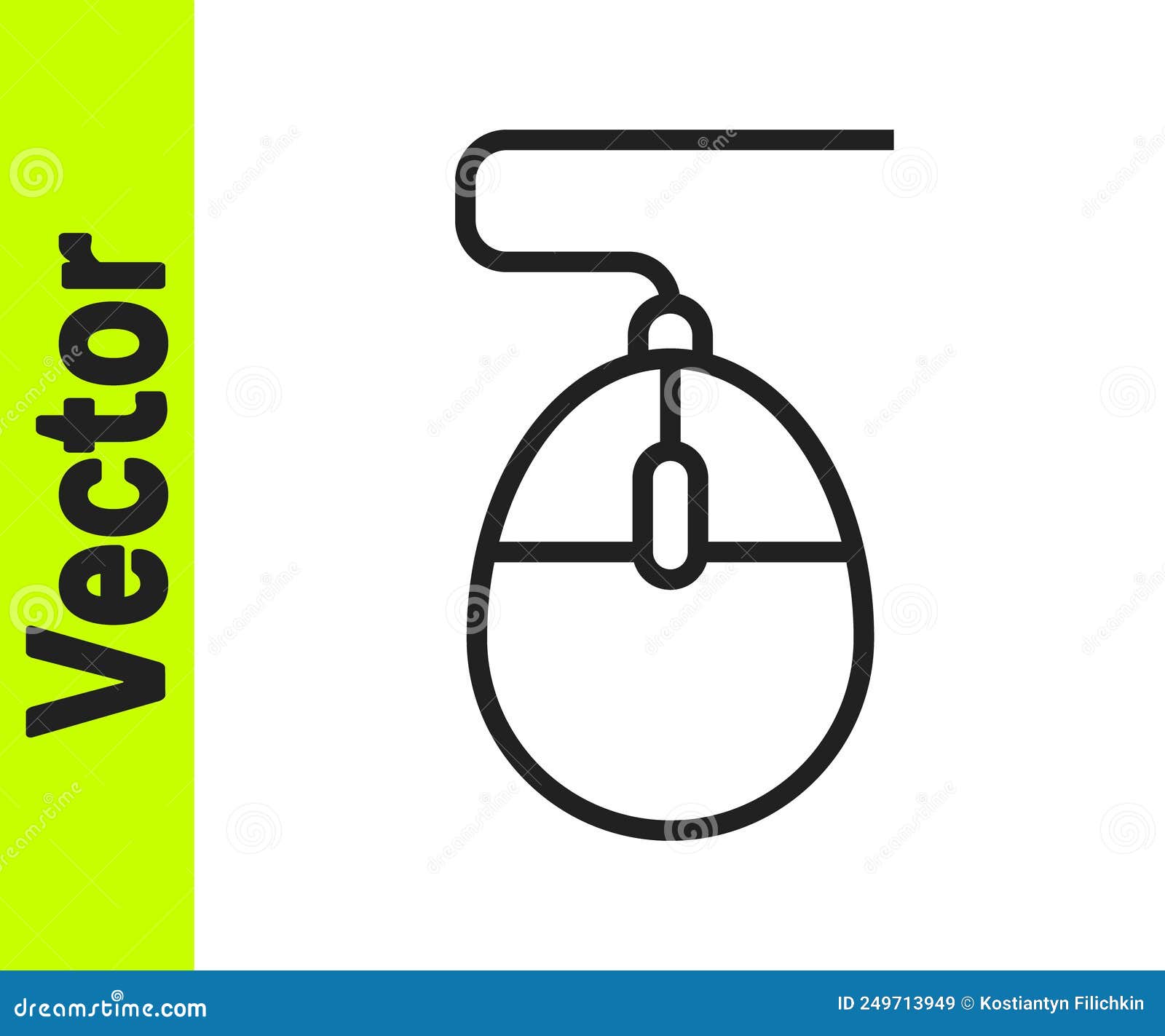 Black Line Computer Mouse Gaming Icon Isolated on White Background ...