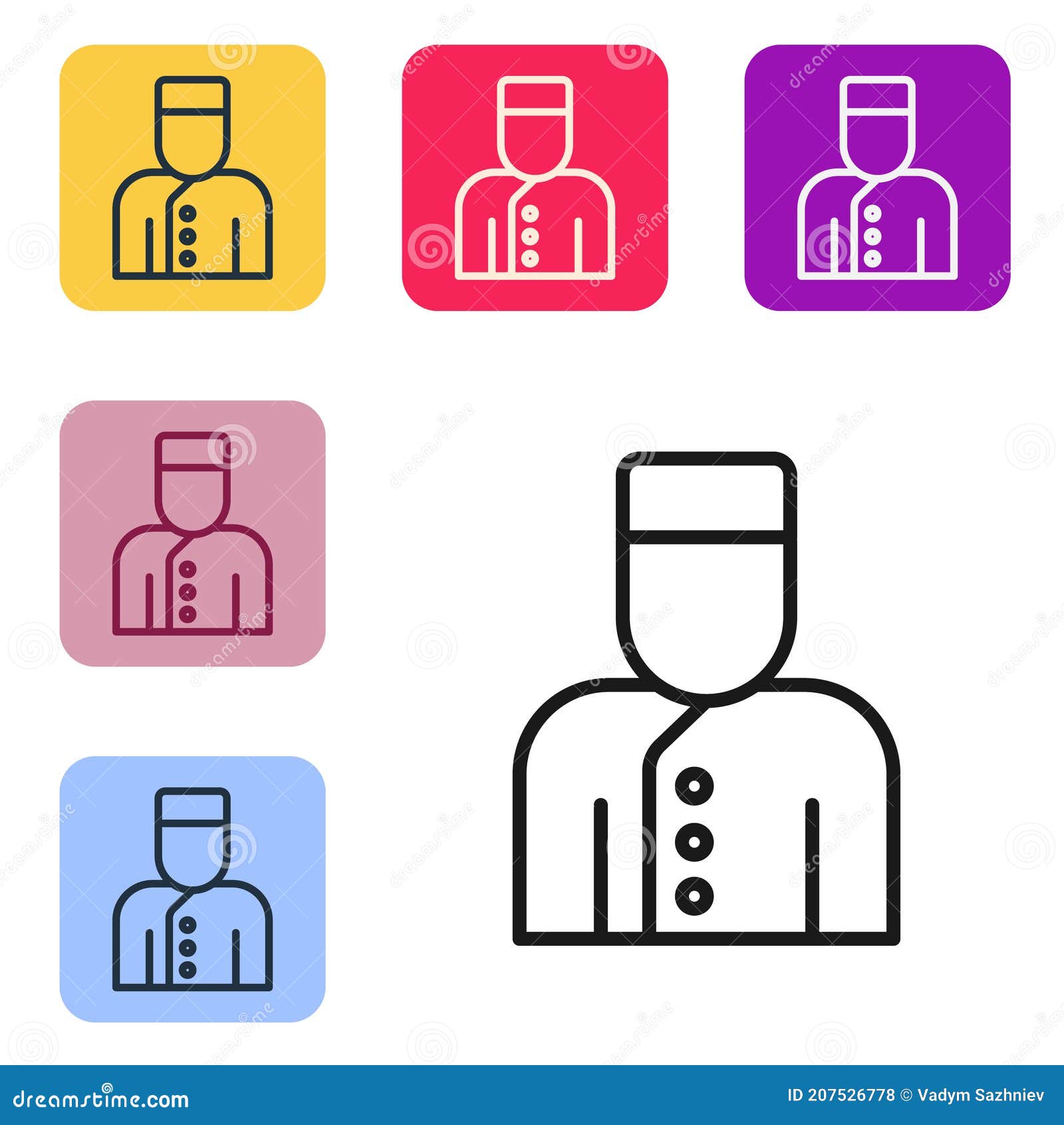 Black Line Concierge Icon Isolated on White Background. Set Icons in ...