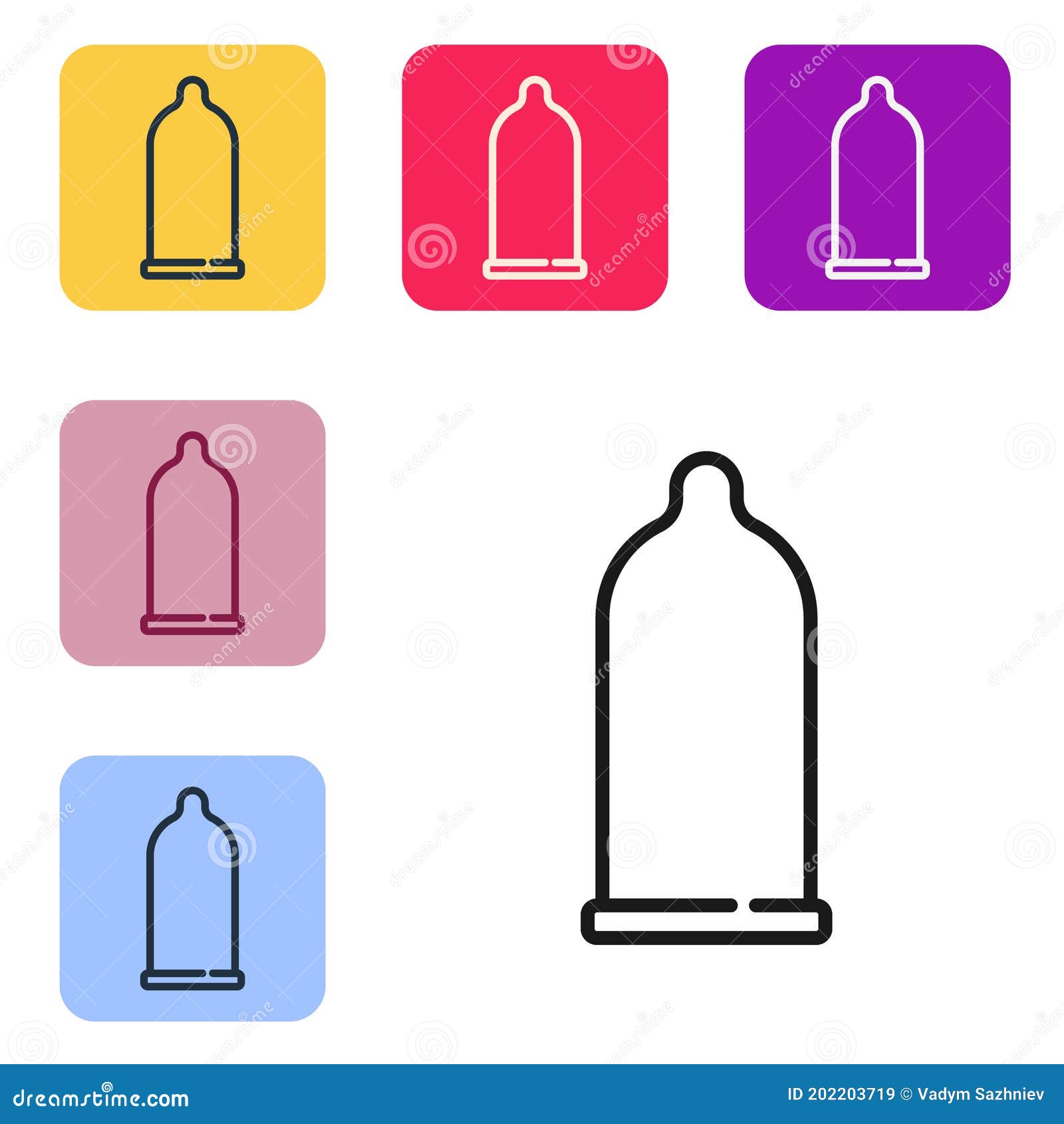 Black Line Condom Safe Sex Icon Isolated On White Background Safe Love