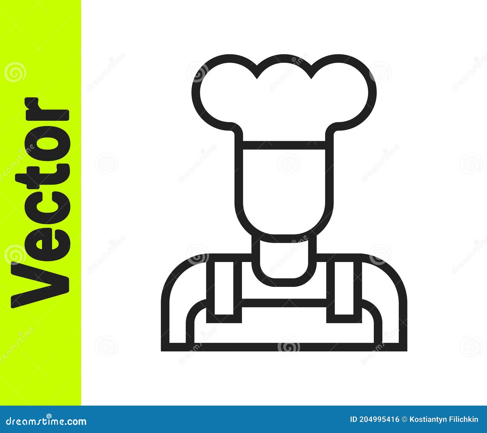 Black Line Cook Icon Isolated on White Background. Chef Symbol Stock ...