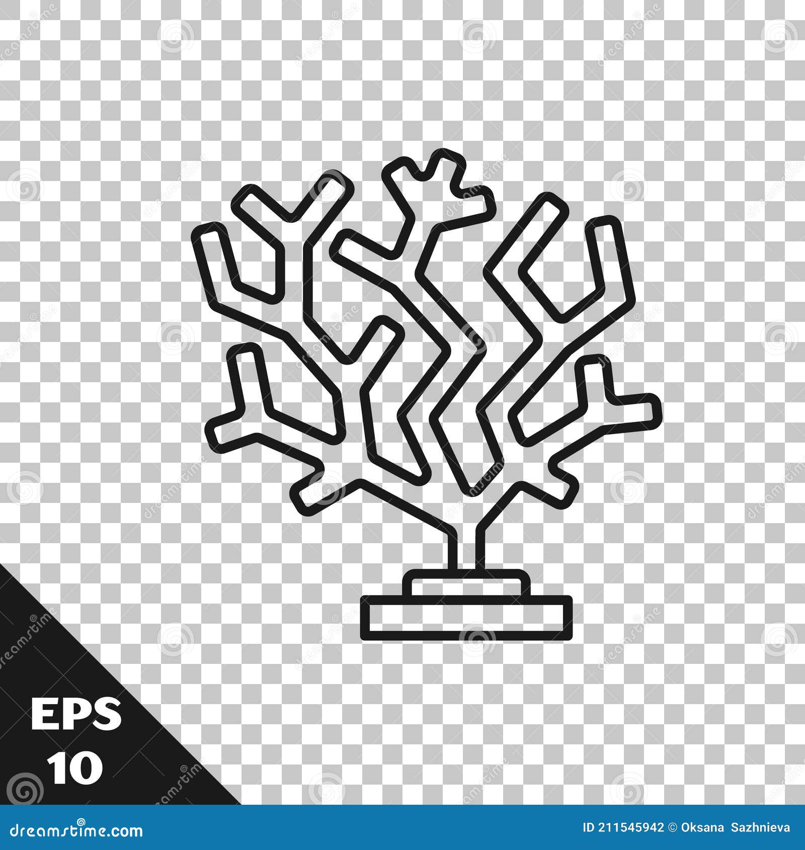 Black Line Coral Icon Isolated on Transparent Background. Vector Stock ...