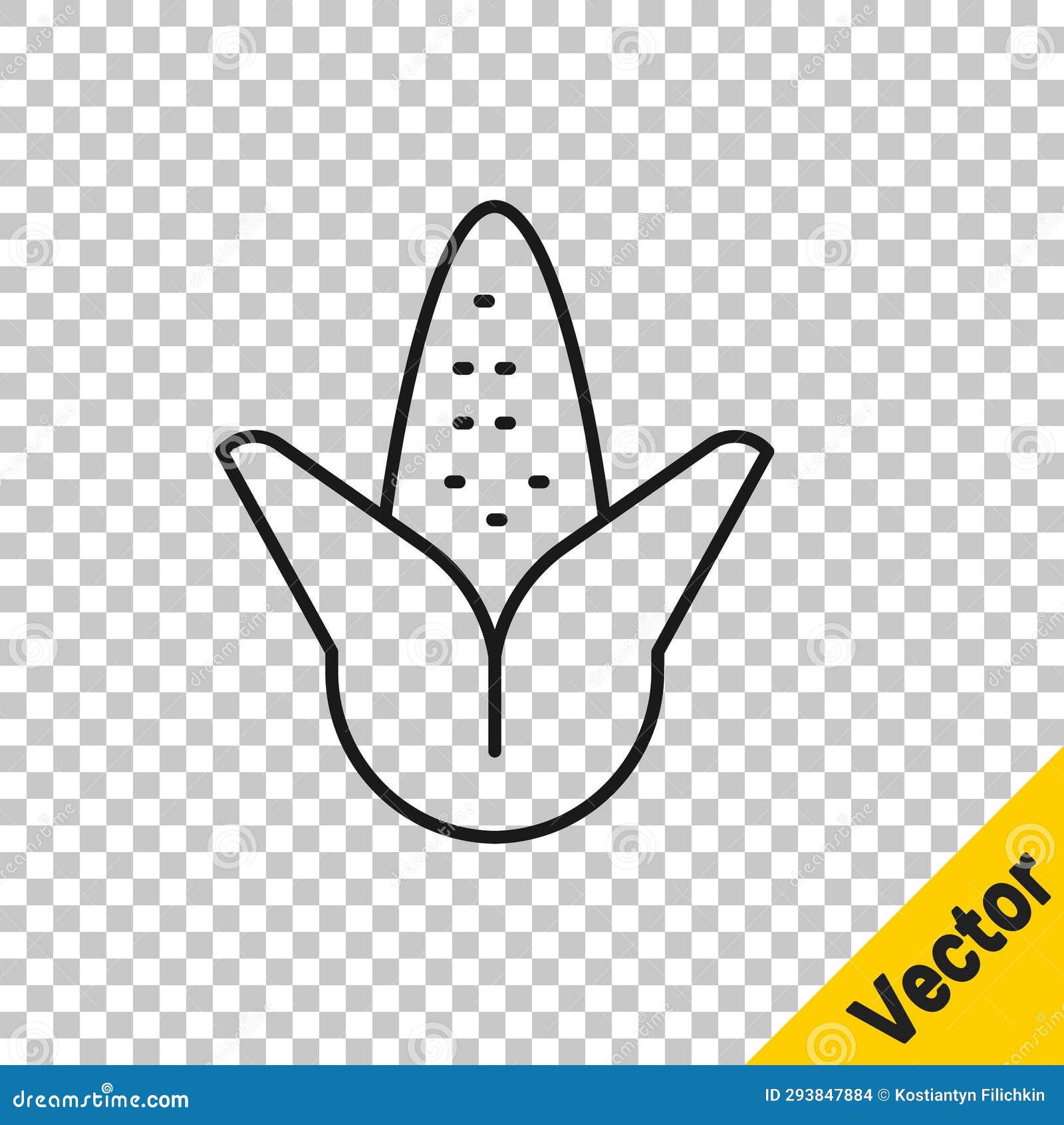 Black Line Corn Icon Isolated on Transparent Background. Vector Stock ...