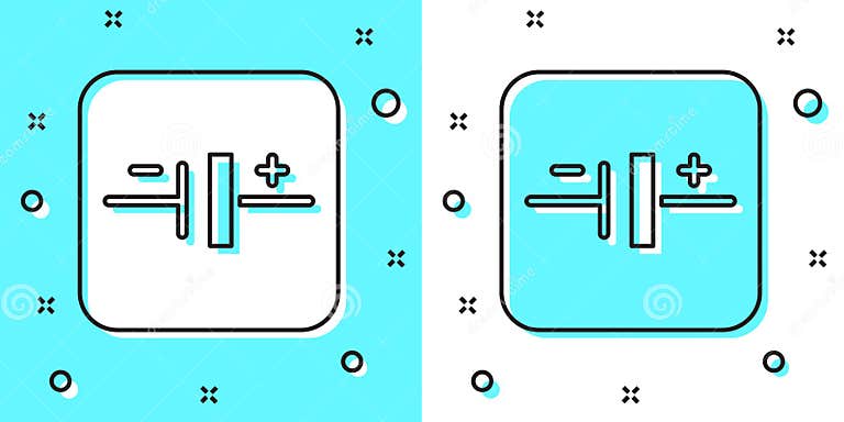 Black Line DC Voltage Source Icon Isolated on Green and White ...