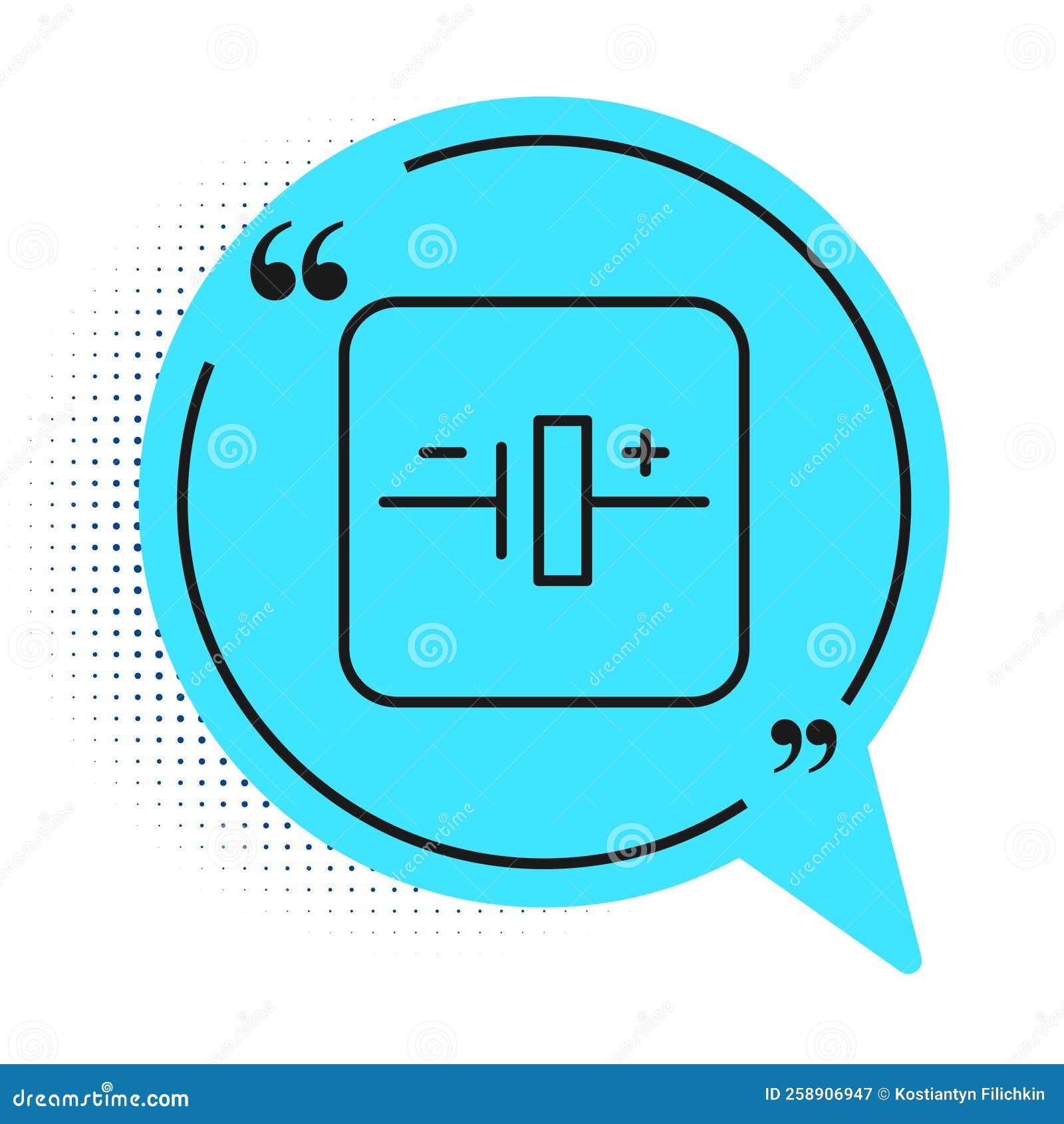 Black Line DC Voltage Source Icon Isolated on White Background. Blue ...