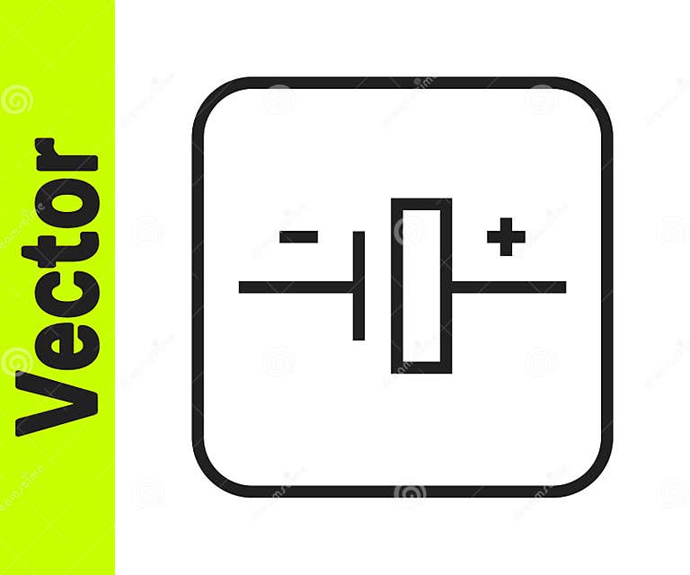 Black Line DC Voltage Source Icon Isolated on White Background. Vector ...