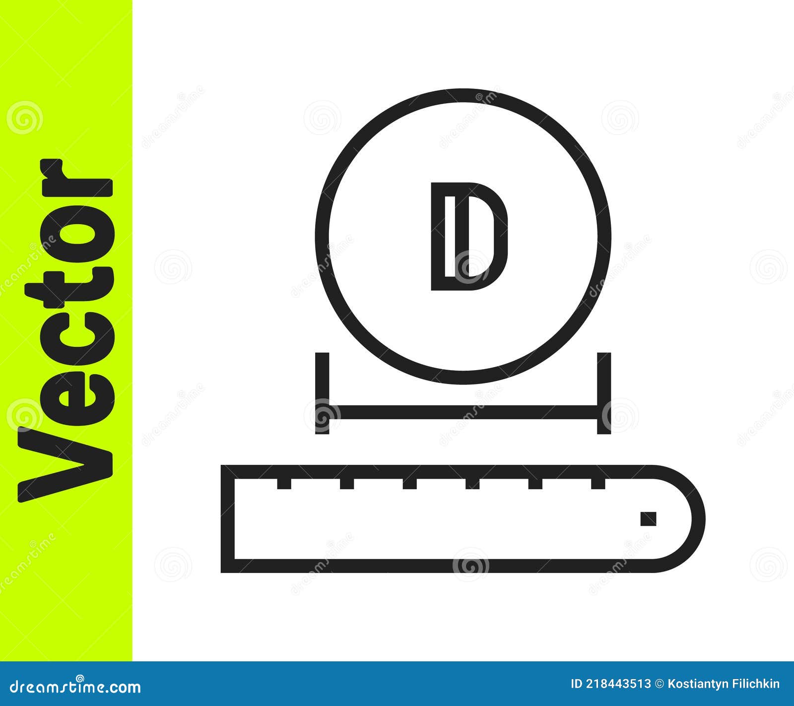Set Line Diameter, Radius, Measuring Instrument And Bathroom Scales ...