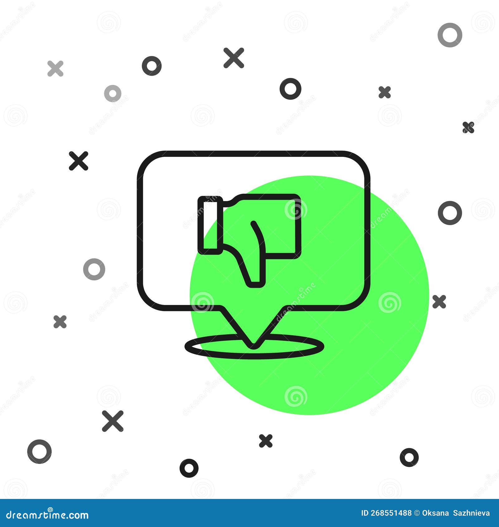 Black Line Dislike in Speech Bubble Icon Isolated on White Background ...