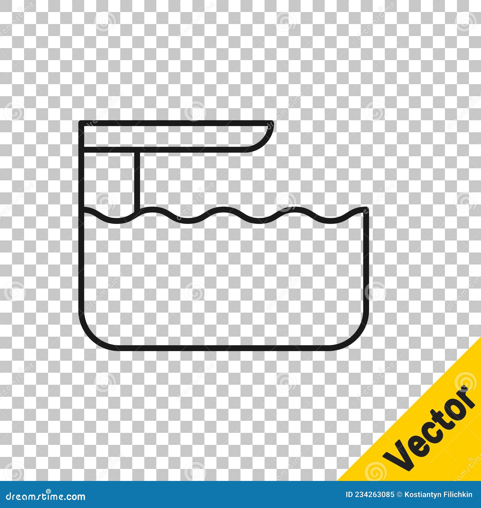 Black Line Diving Board or Springboard Icon Isolated on Transparent ...