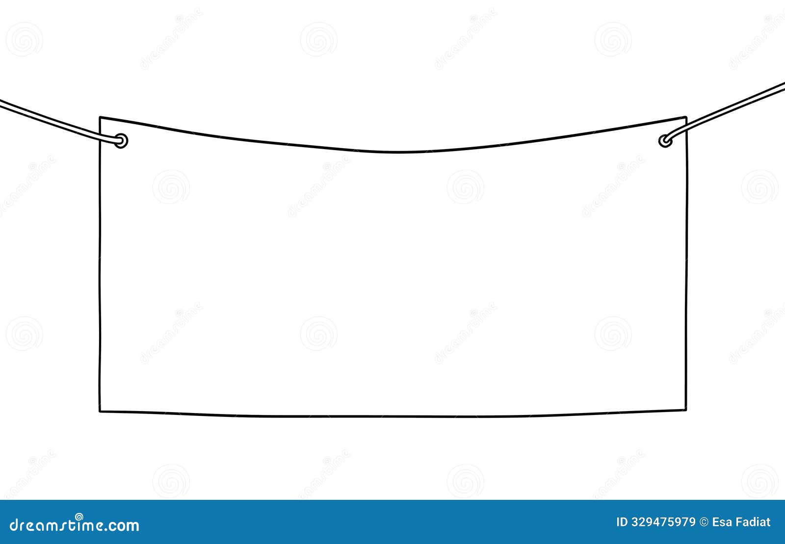 Black Line Drawing of a Blank Rectangular Banner Hanging from Two ...