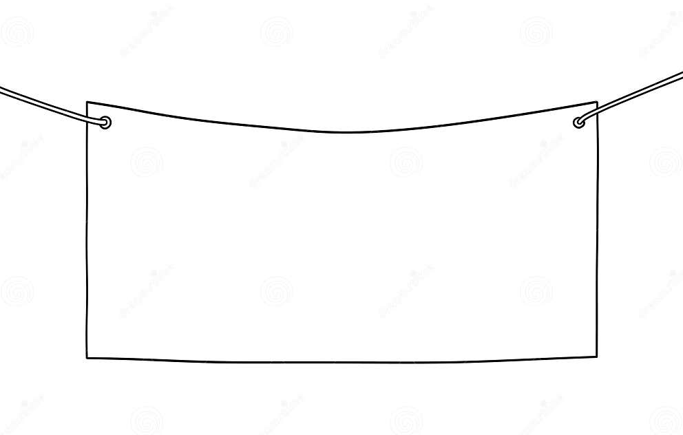 Black Line Drawing of a Blank Rectangular Banner Hanging from Two ...